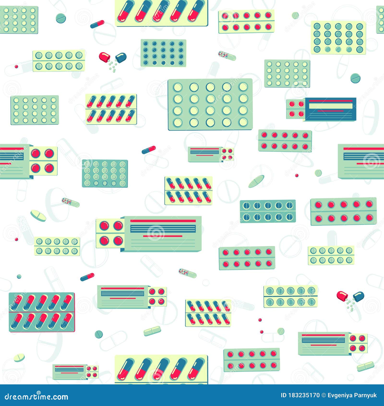 Vector Seamless Pattern with Packing Blister with Capsules and Tablets ...