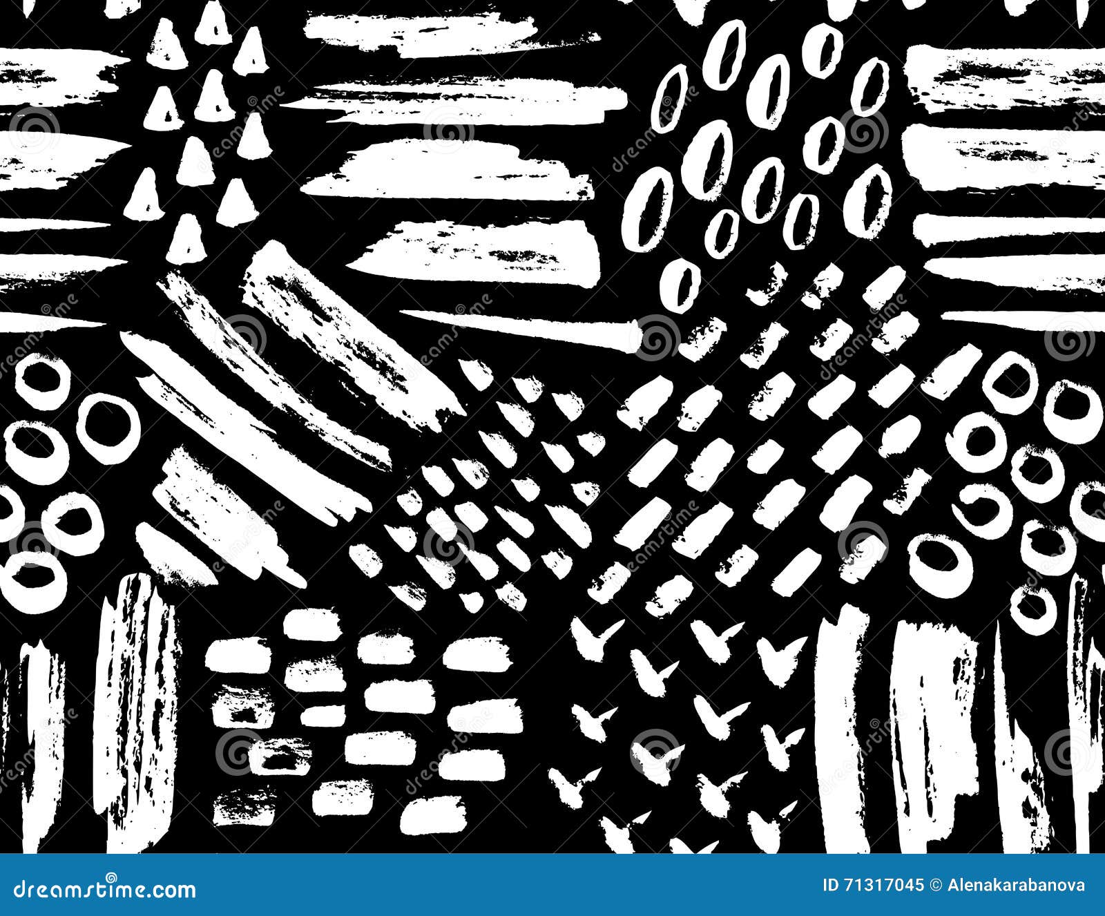 Vector Seamless Pattern of Painted Ink Textures. Set of Hand-drawn ...