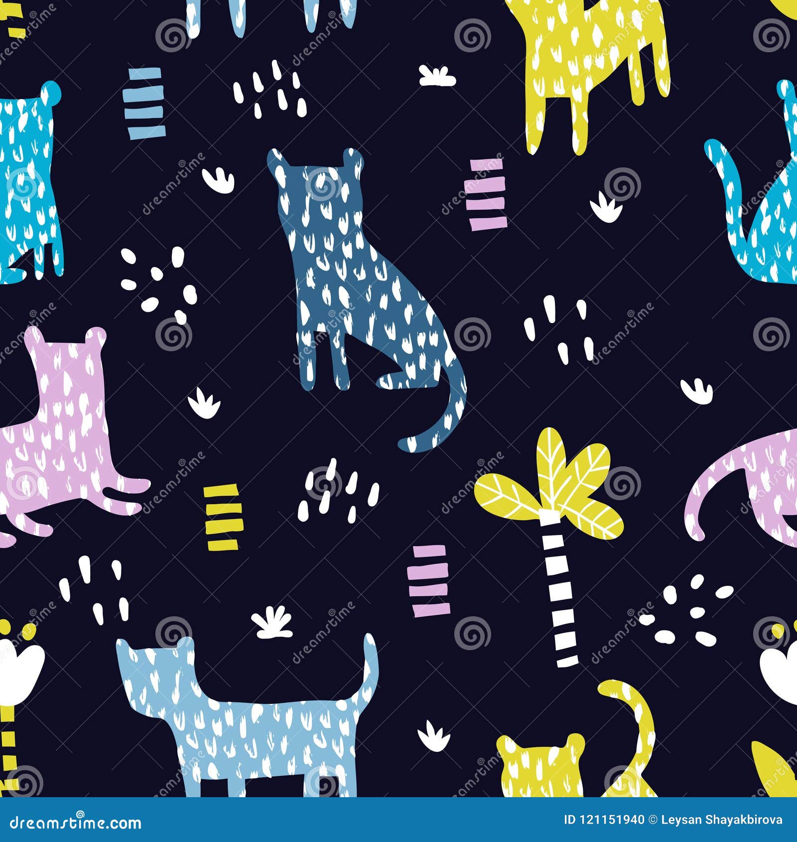 Dark wild pattern stock vector. Illustration of jungle - 121151940