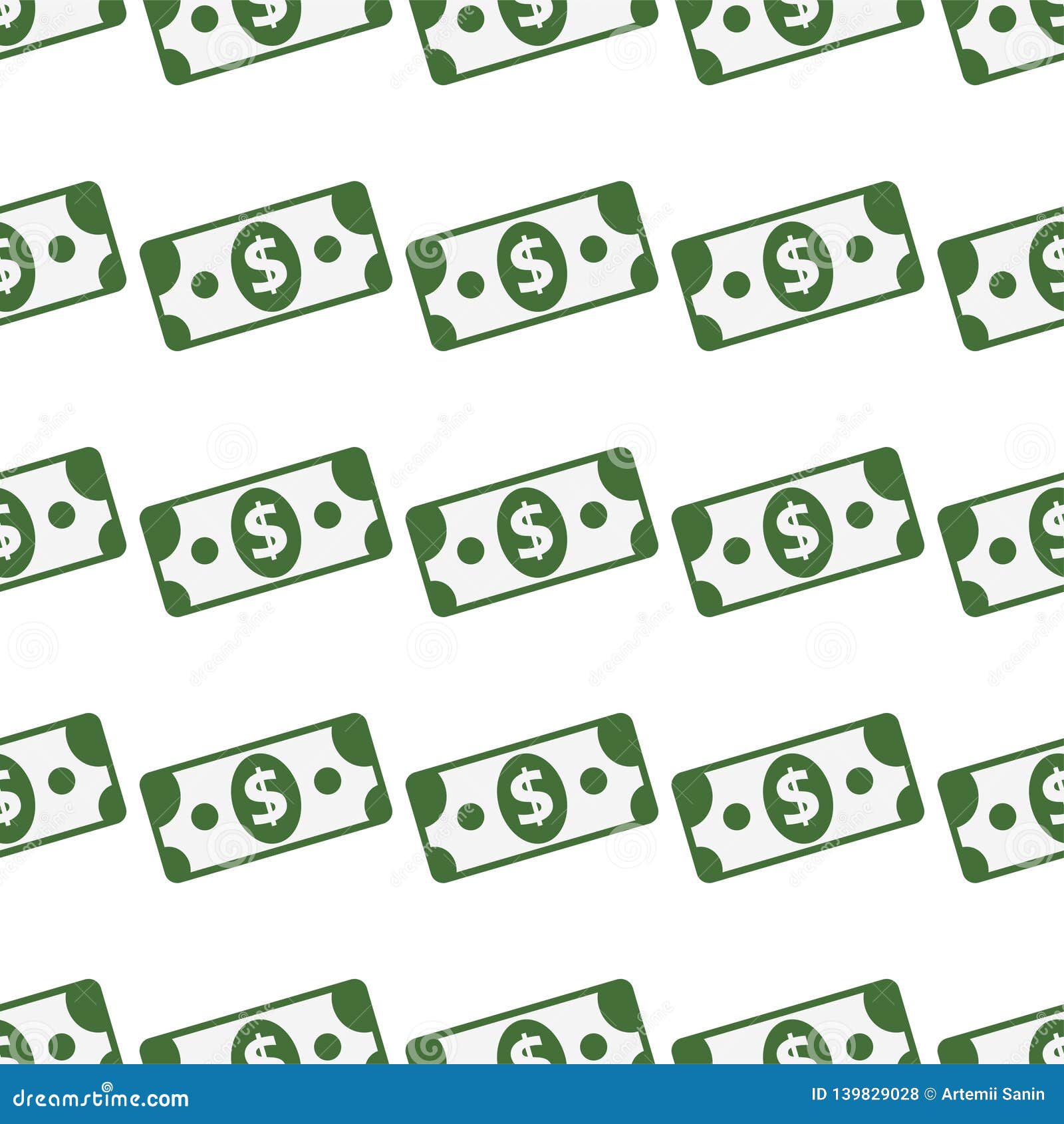 Vector Seamless Pattern of Paper Dollar Symbol on White Background ...
