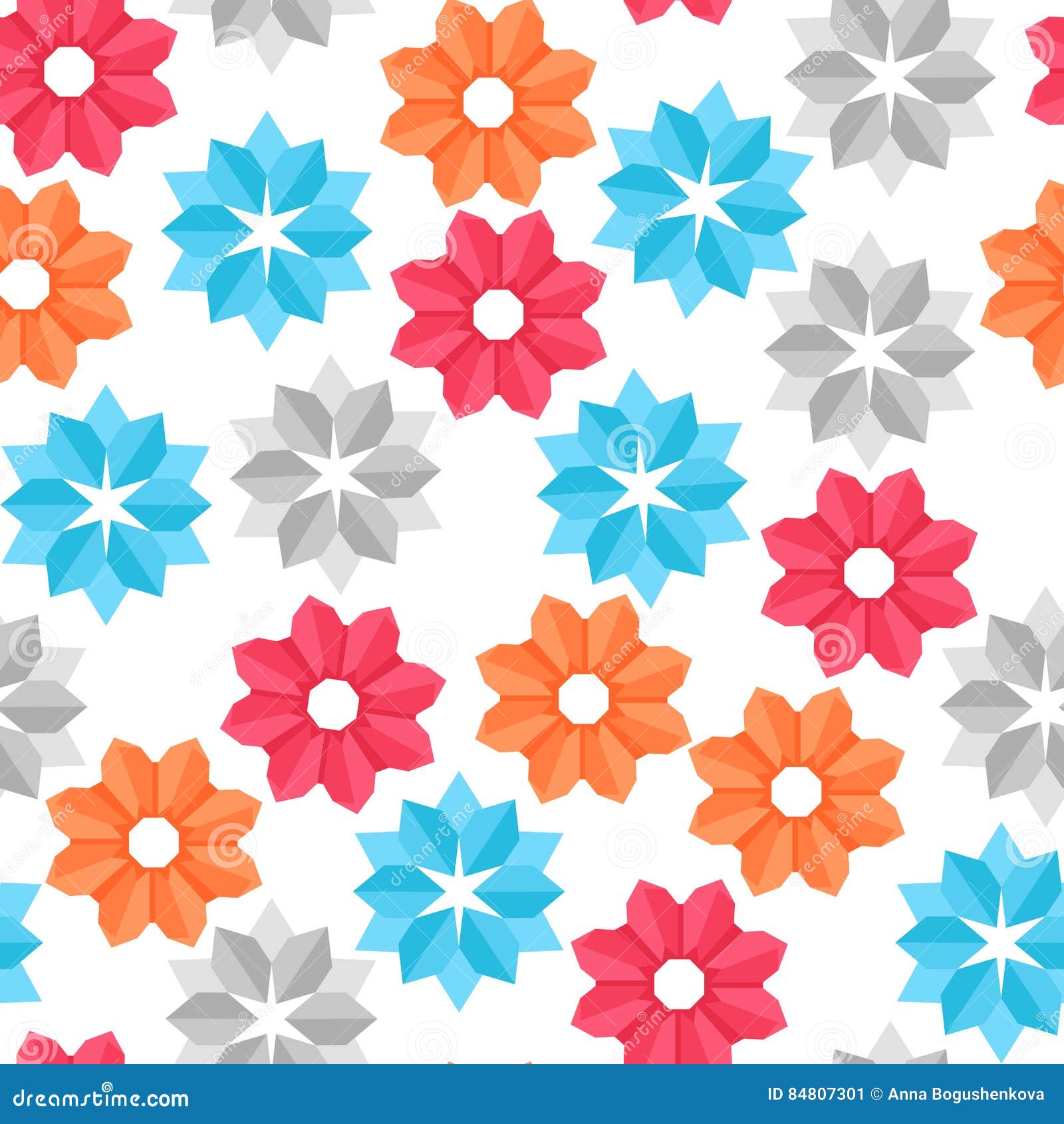 Vector Seamless Pattern of Paper Origami Color Flowers Stock Vector ...