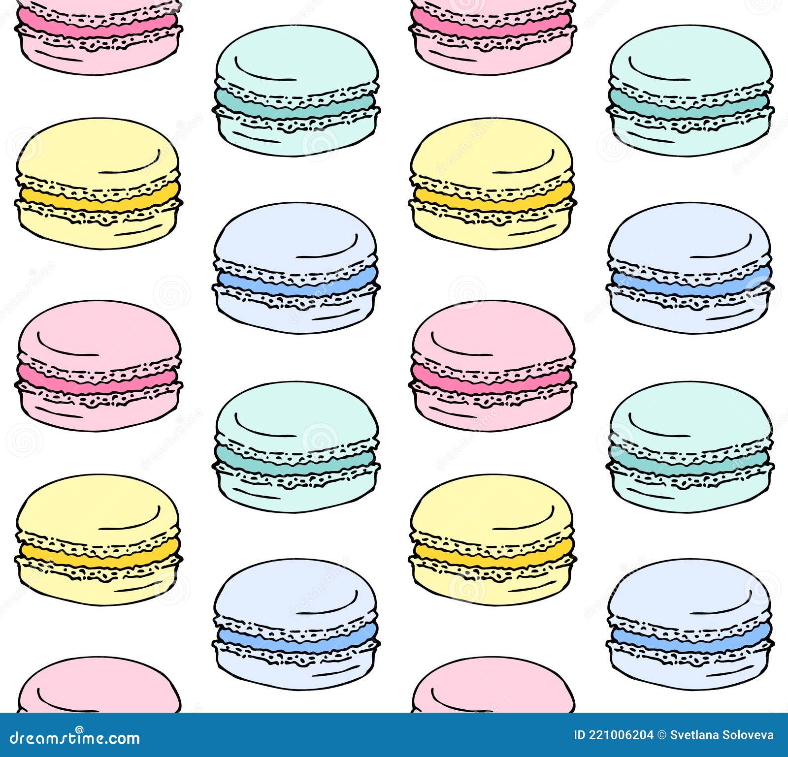 Vector Seamless Pattern of Pastel Colored Macaron Stock Vector ...