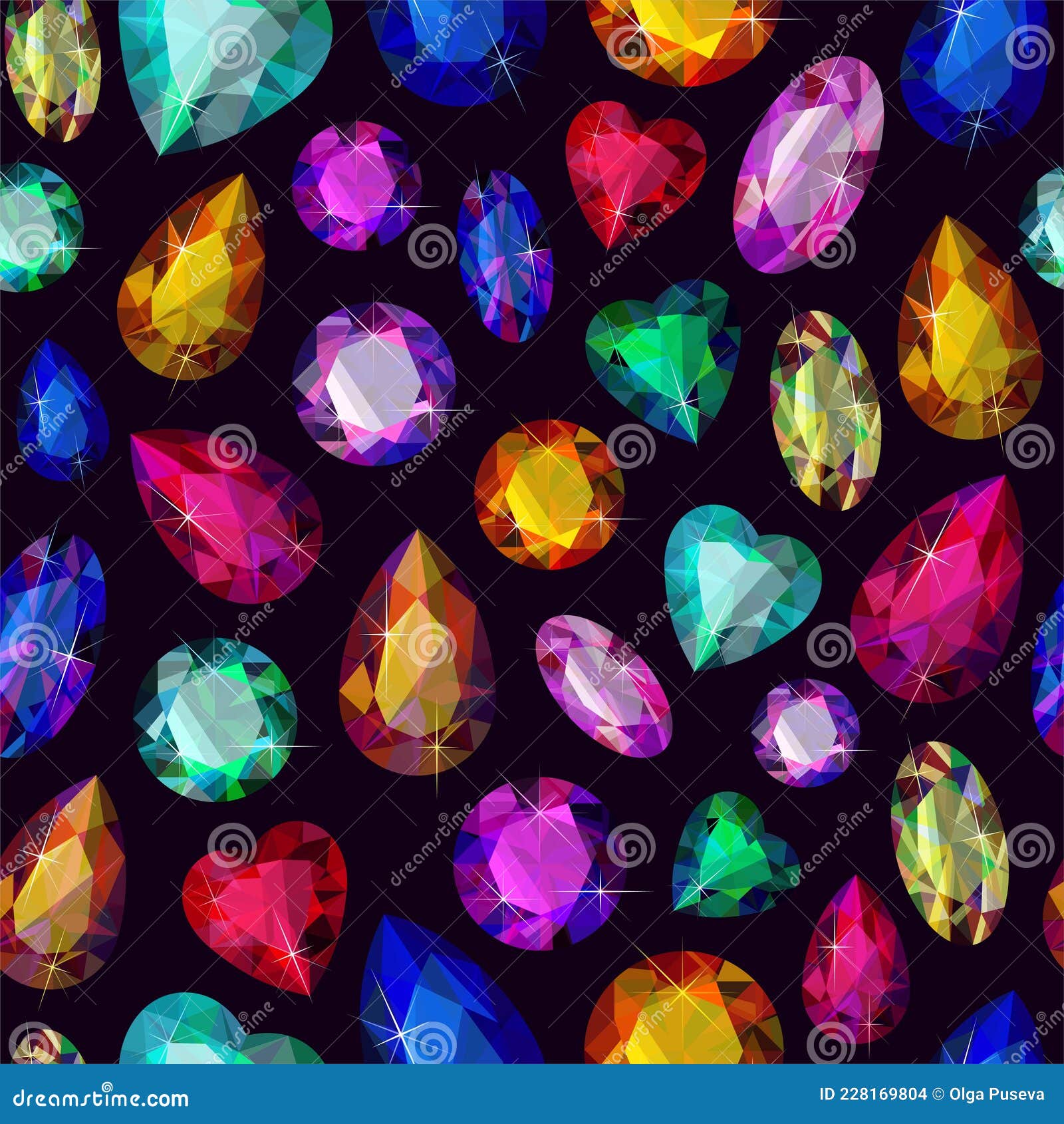Vector Seamless Pattern with Pastel Gem Stones Stock Vector ...