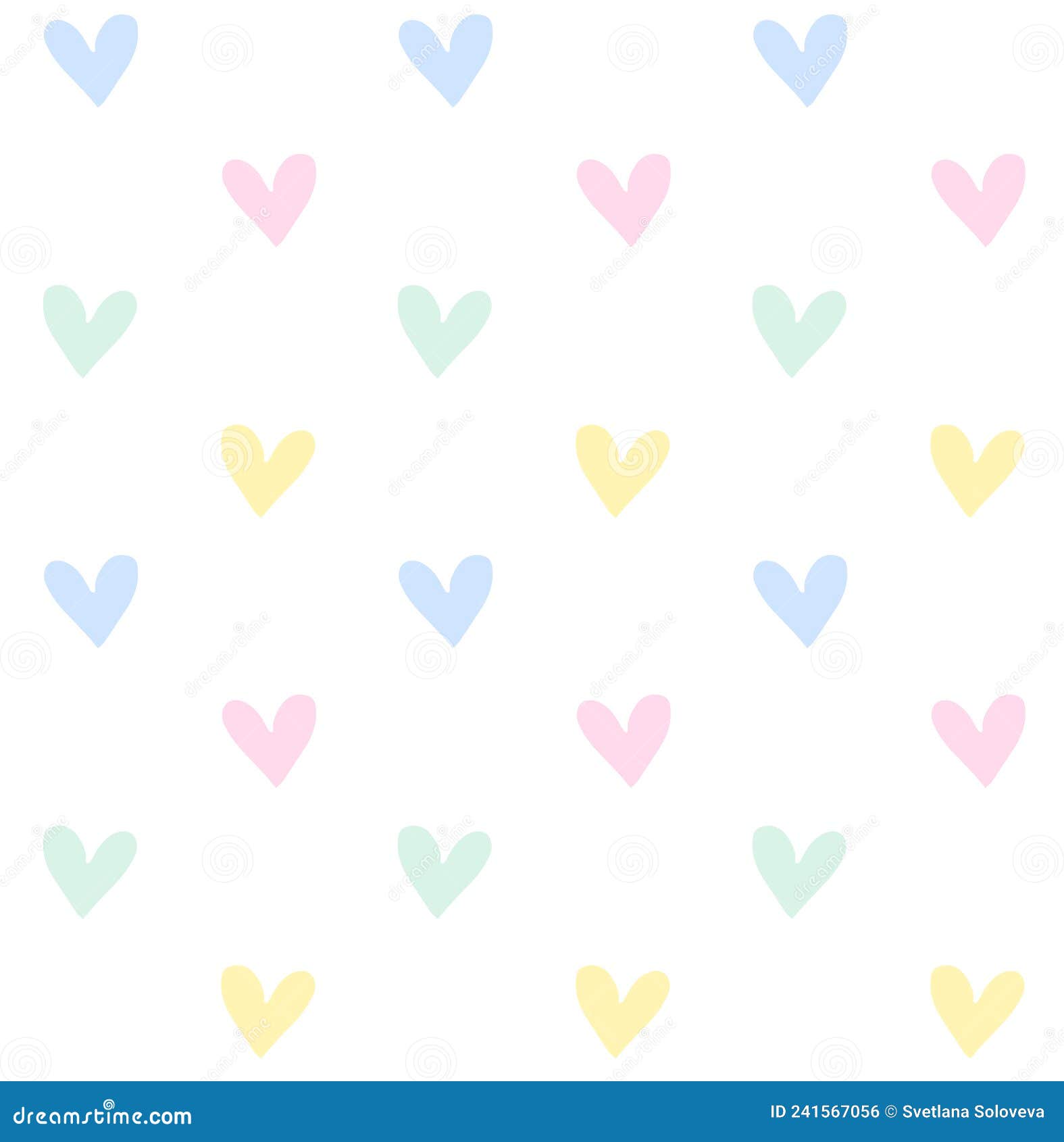 Vector Seamless Pattern of Pastel Hand Drawn Heart Stock Vector ...
