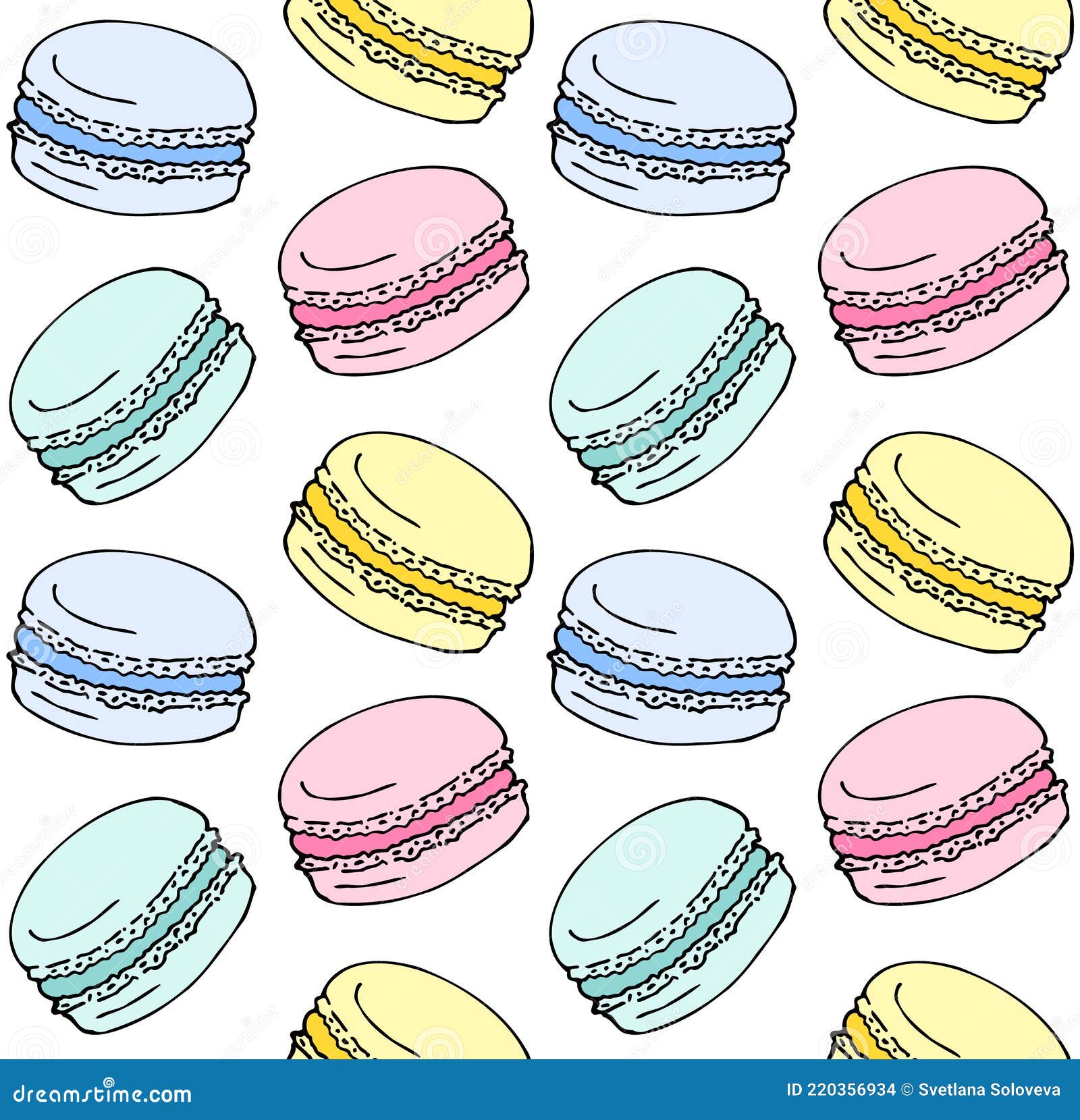 Vector Seamless Pattern of Pastel Macaron Stock Vector - Illustration ...