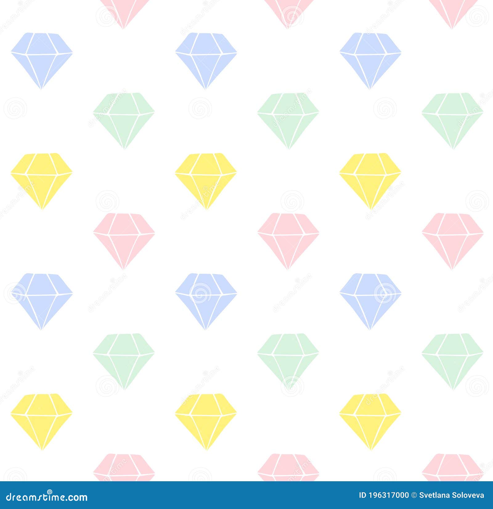 Vector Seamless Pattern of Pastel Sketch Diamond Stock Illustration ...