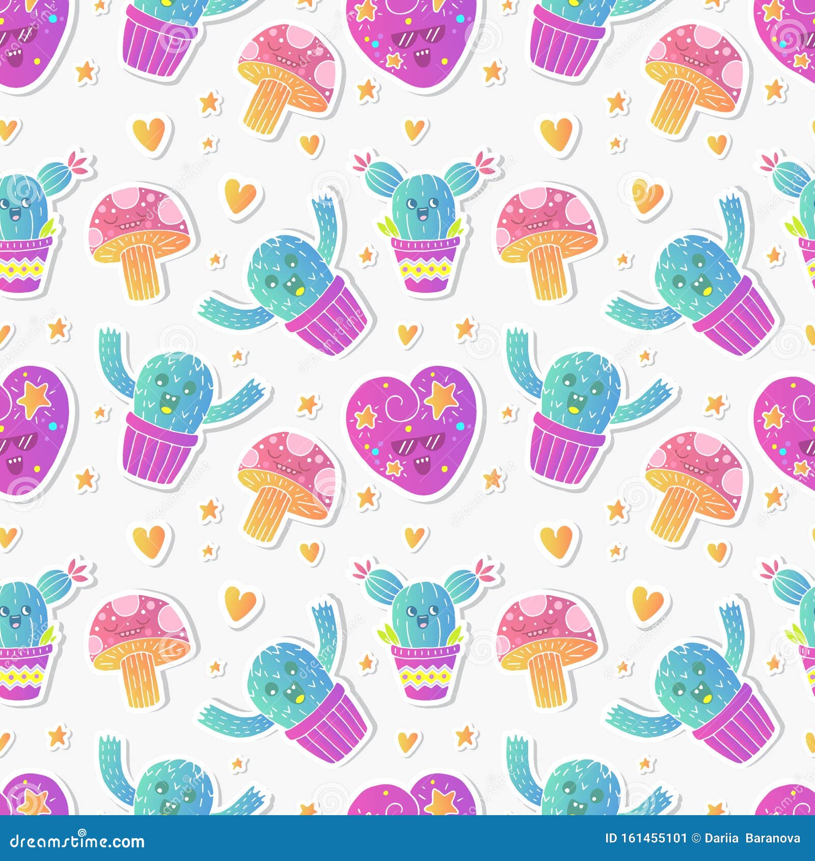 Vector Seamless Pattern with Patch in Doodle Style Design Stock Vector ...