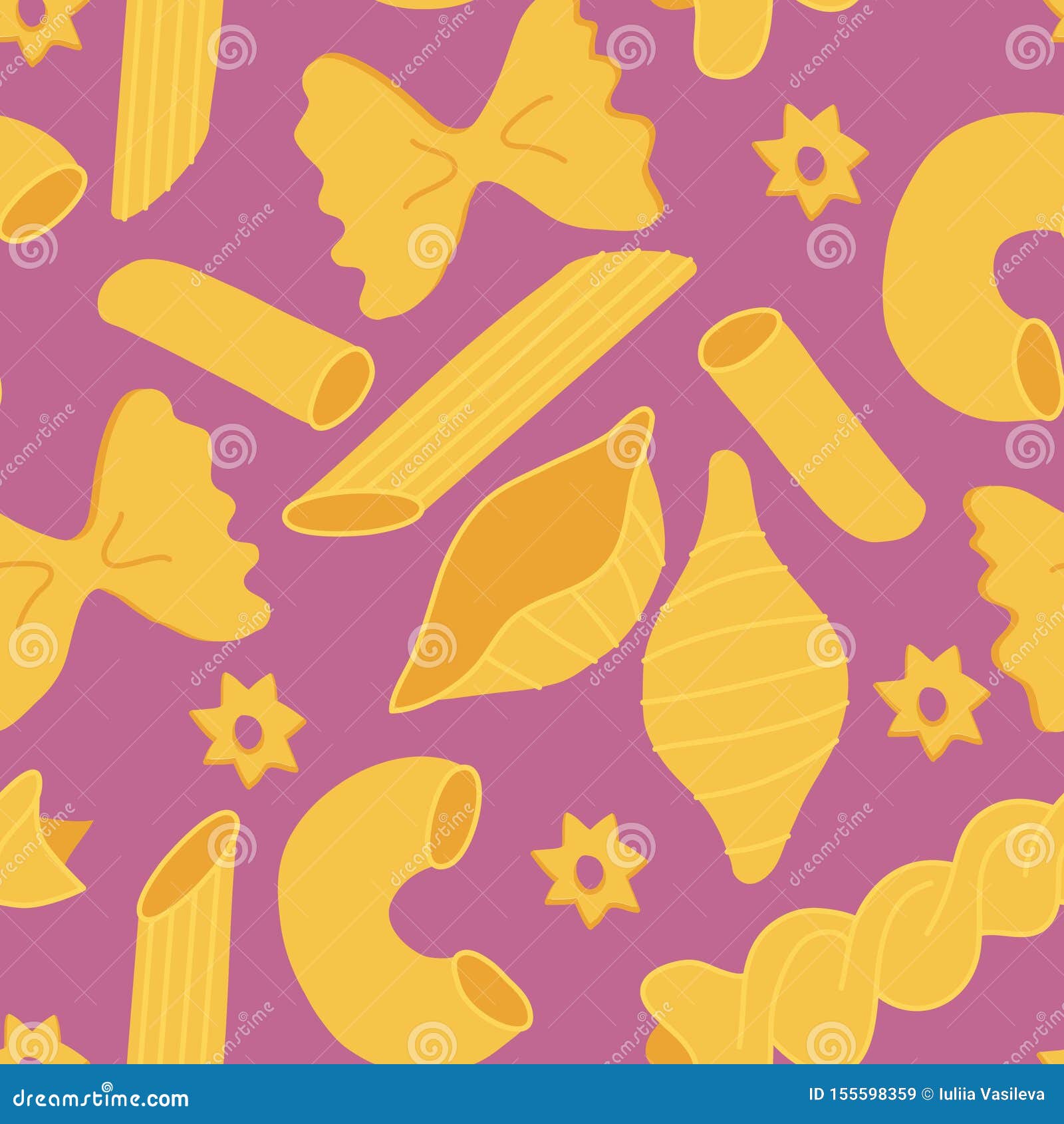 Vector Seamless Pattern of Pasta on Pink Background Stock Vector ...