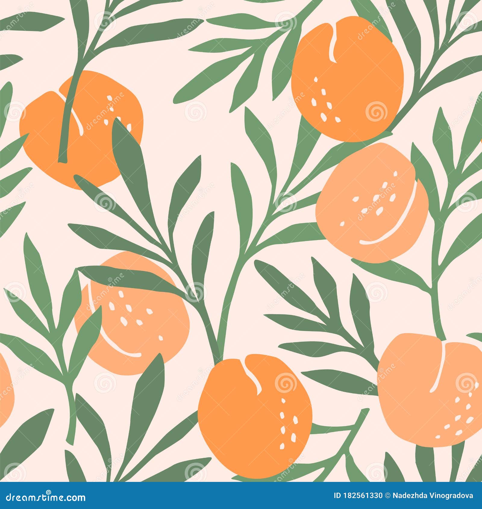 Vector Seamless Pattern with Peaches. Trendy Hand Drawn Textures Stock ...