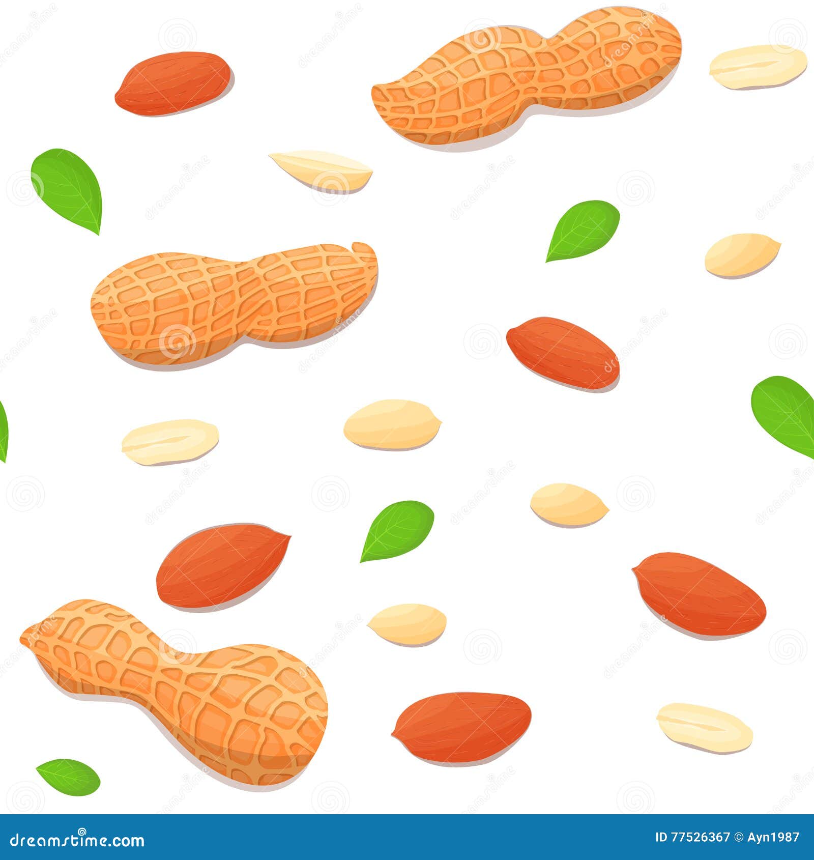Vector Seamless Pattern Peanut Nuts with Leaves. Illustration of ...