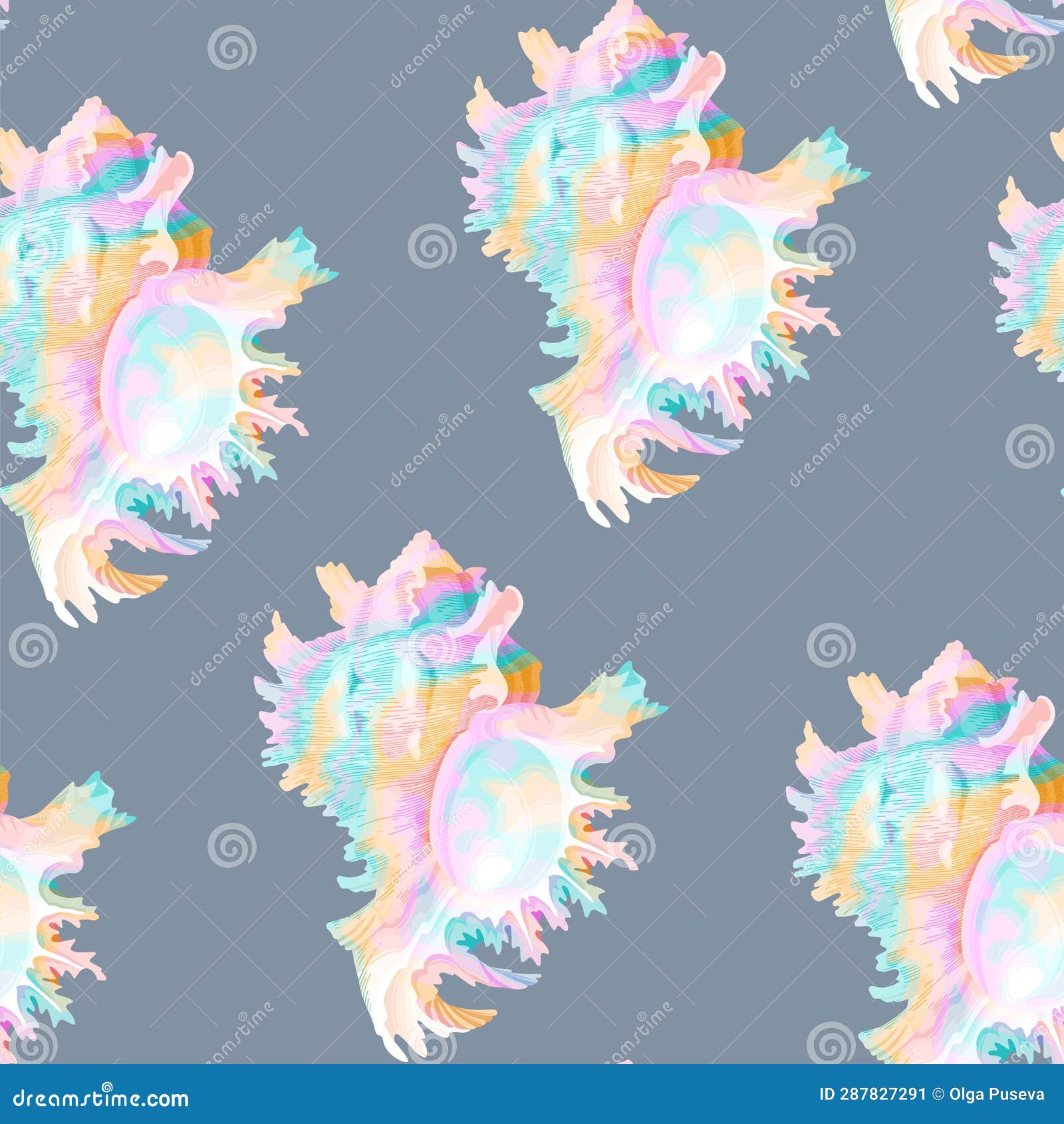 White and Pearly Shells Vector Seamless Pattern Stock Illustration ...
