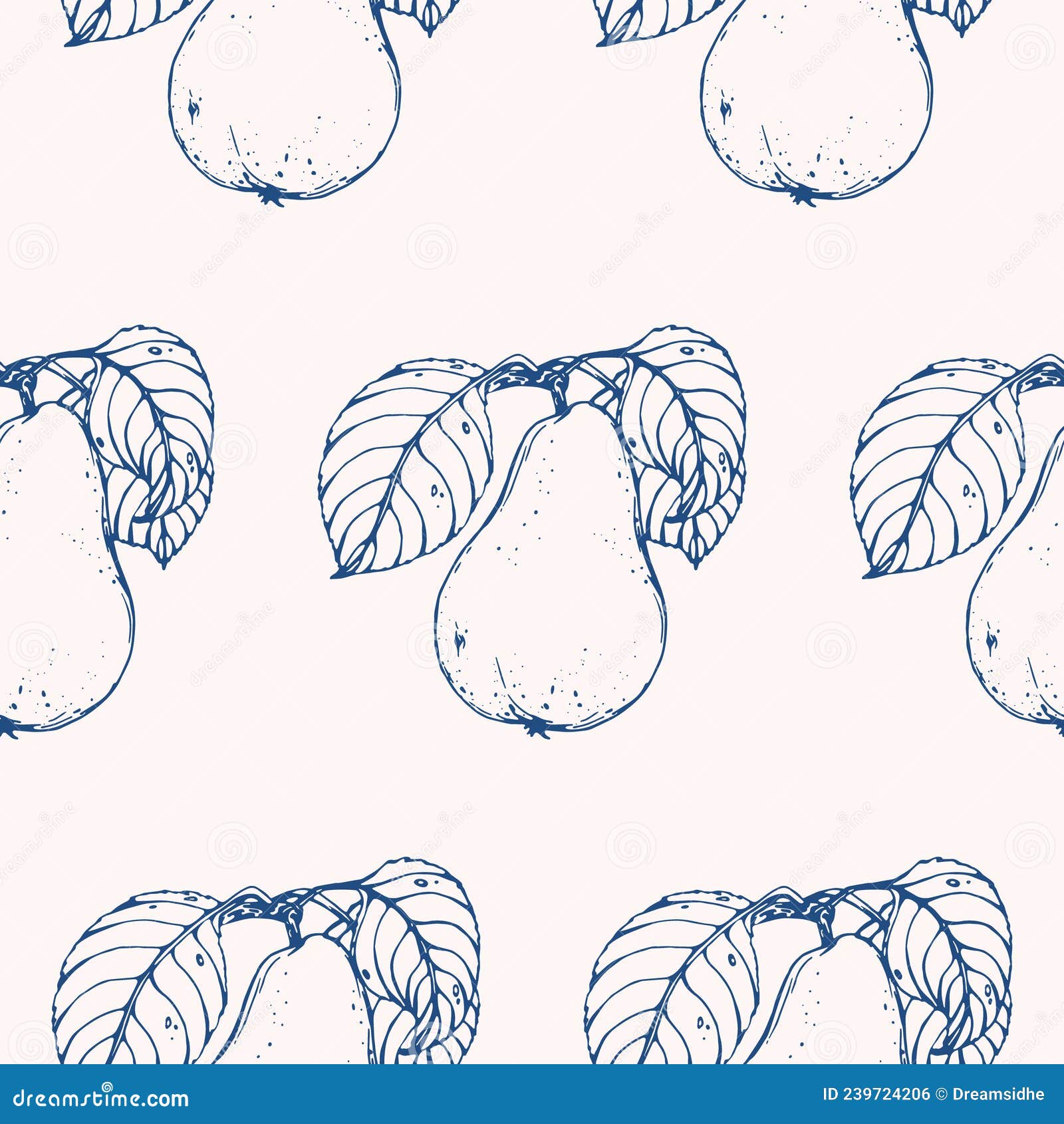 Vector Seamless Pattern with Pears. Hand Drawn Textures Stock Vector ...