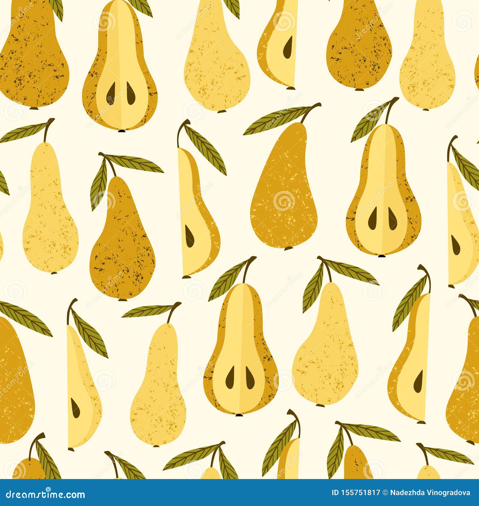 Vector Seamless Pattern with Pears. Trendy Hand Drawn Textures Stock ...