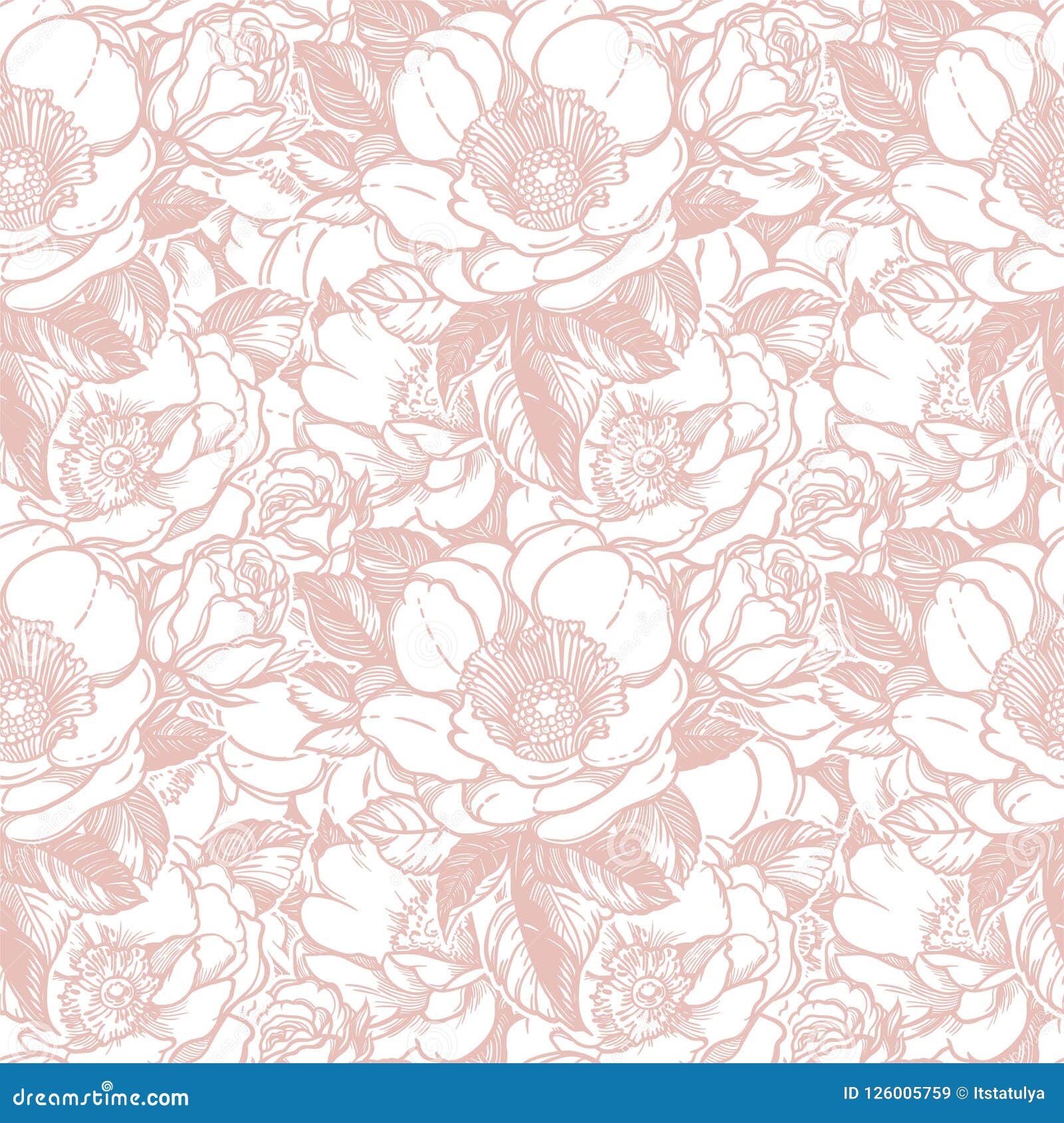 Vector Seamless Pattern with Peony Flowers. Stock Vector - Illustration ...