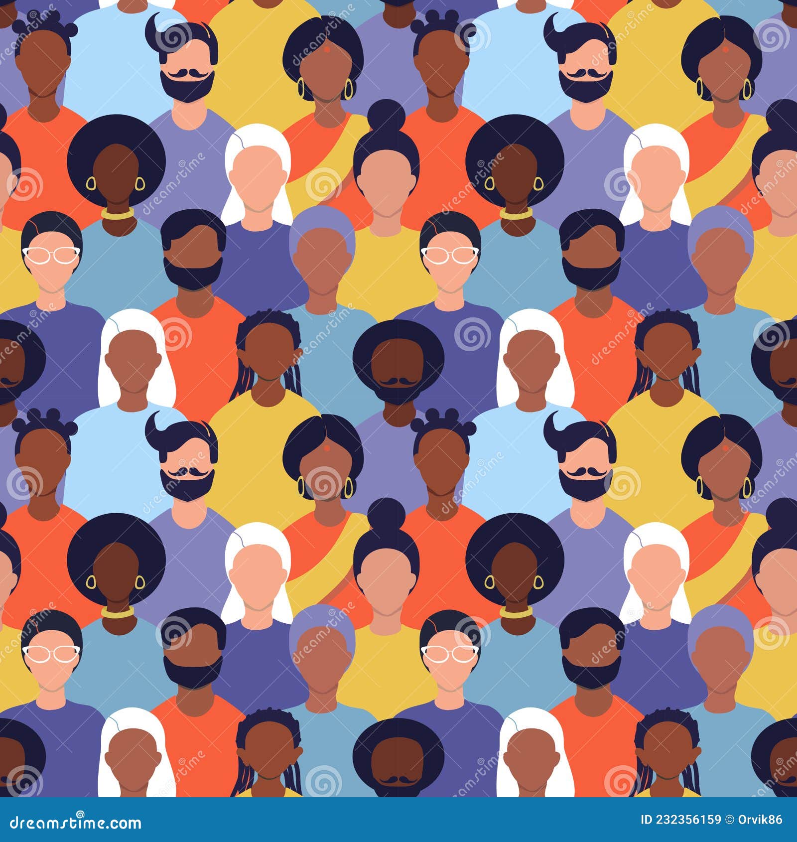 Vector Seamless Pattern with People of Different Races and ...