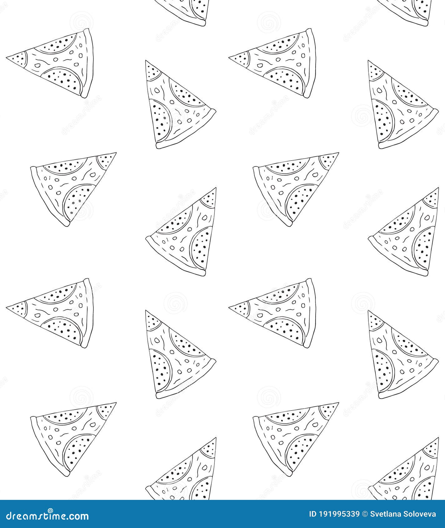 Vector Seamless Pattern of Pepperoni Pizza Slice Stock Vector ...