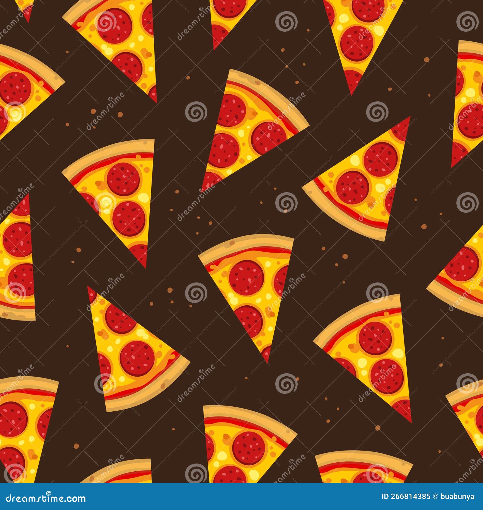 Vector Seamless Pattern with Pepperoni Pizza Slices. Detailed ...