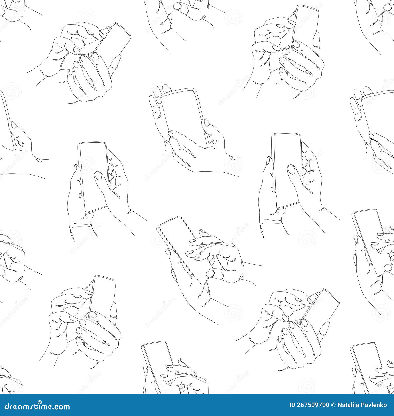 Vector Seamless Pattern Phones in Hands. Messages in Messengers, Social ...