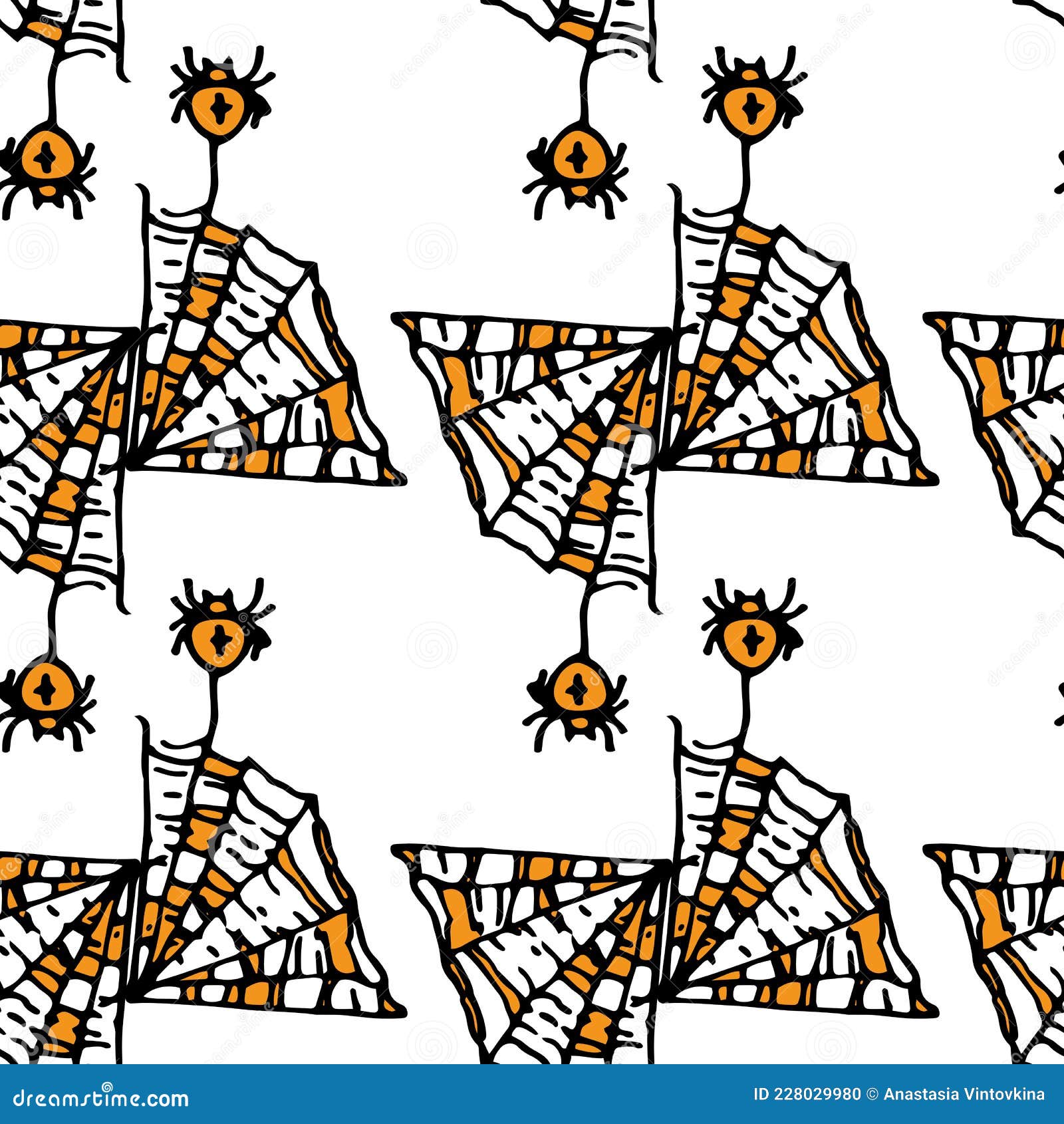 Vector Seamless Pattern of a Piece of Triangular Web with Spiders ...