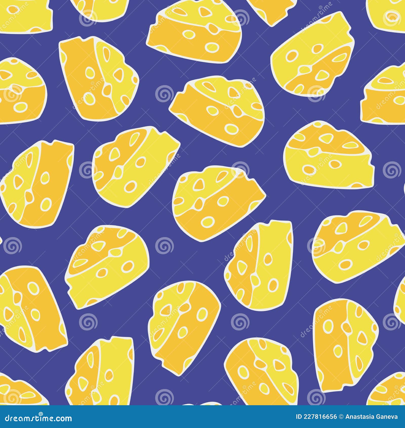 Vector Seamless Pattern with Pieces of Cheese. Stock Vector ...