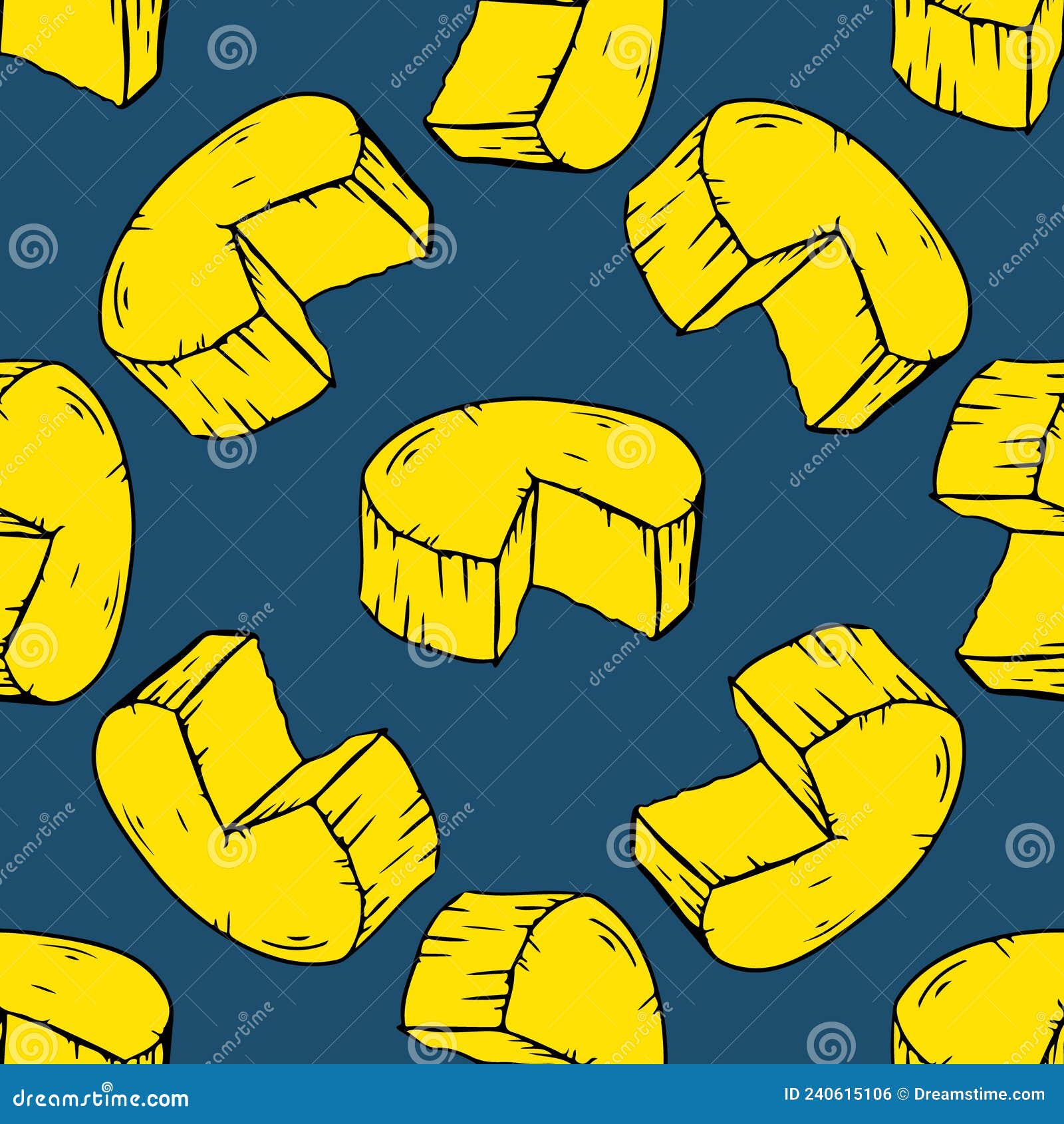 Vector Seamless Pattern with Pieces of Cheese Stock Vector ...