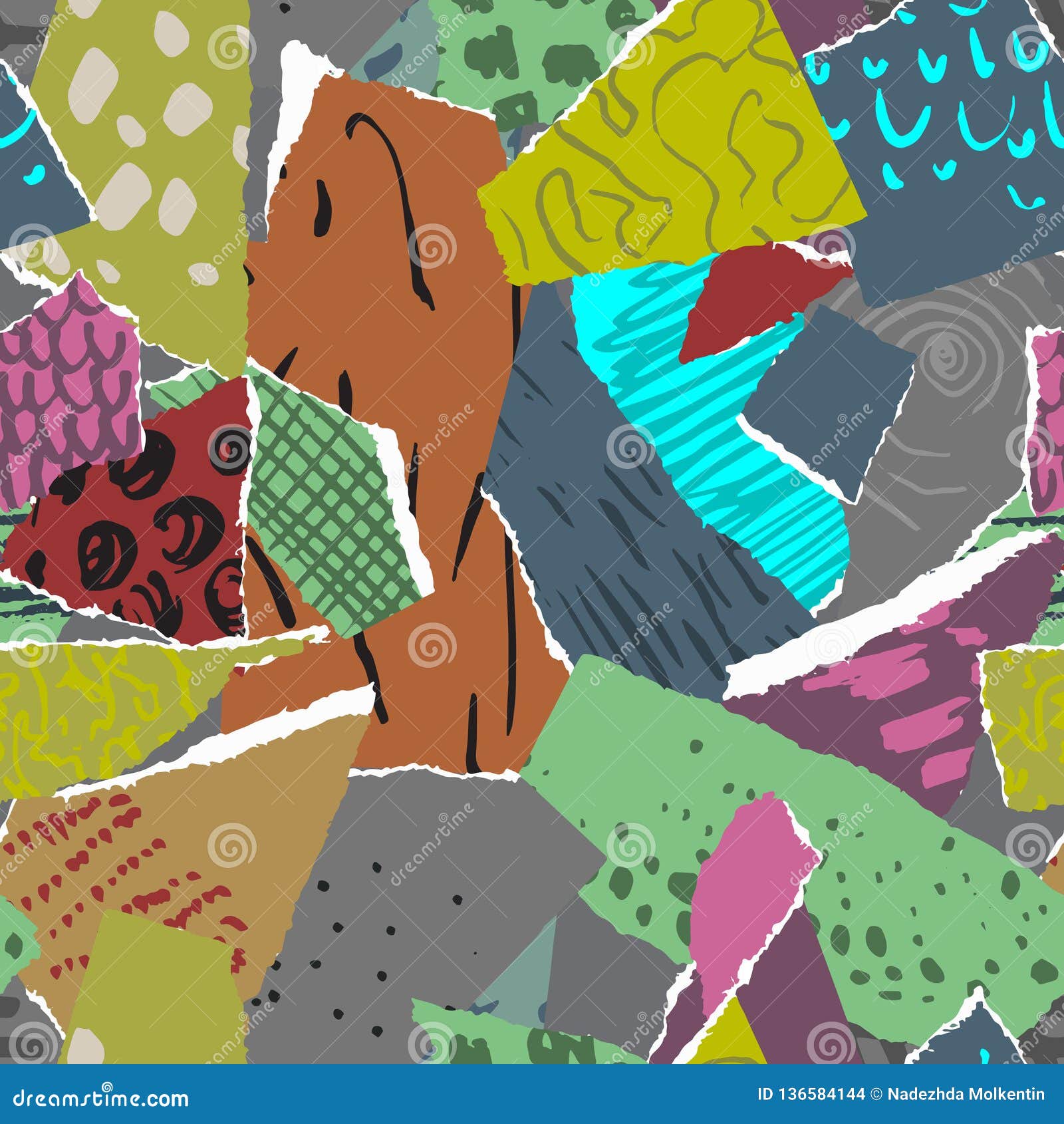 Vector Seamless Pattern. Pieces of Torn Paper Stock Vector ...