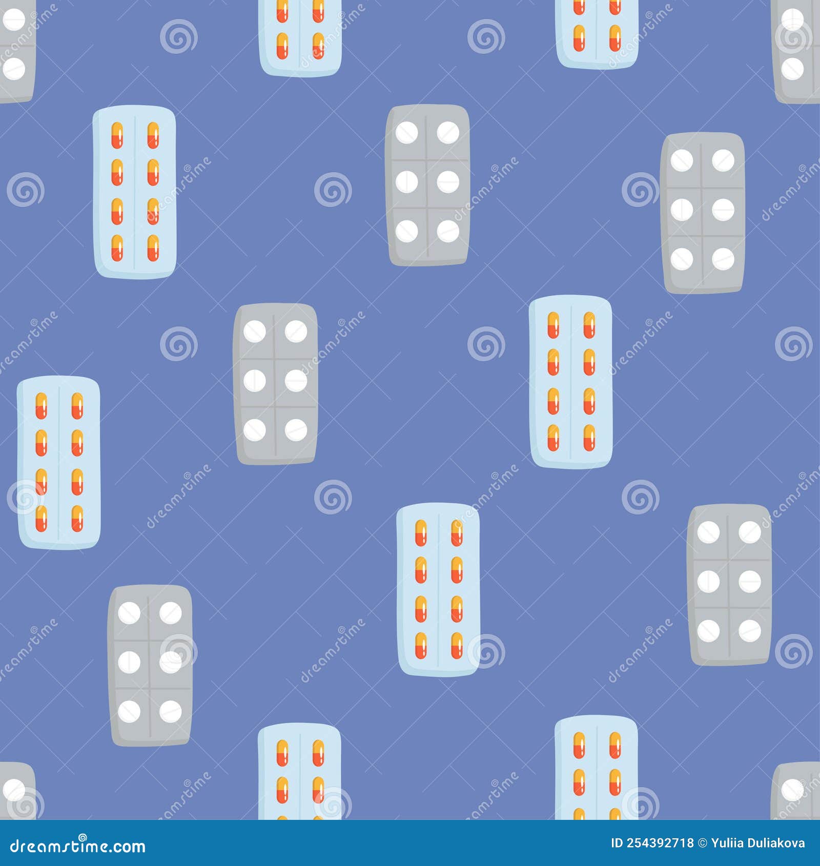 Vector Seamless Pattern with Pills Tablets in Line Style Stock Vector ...