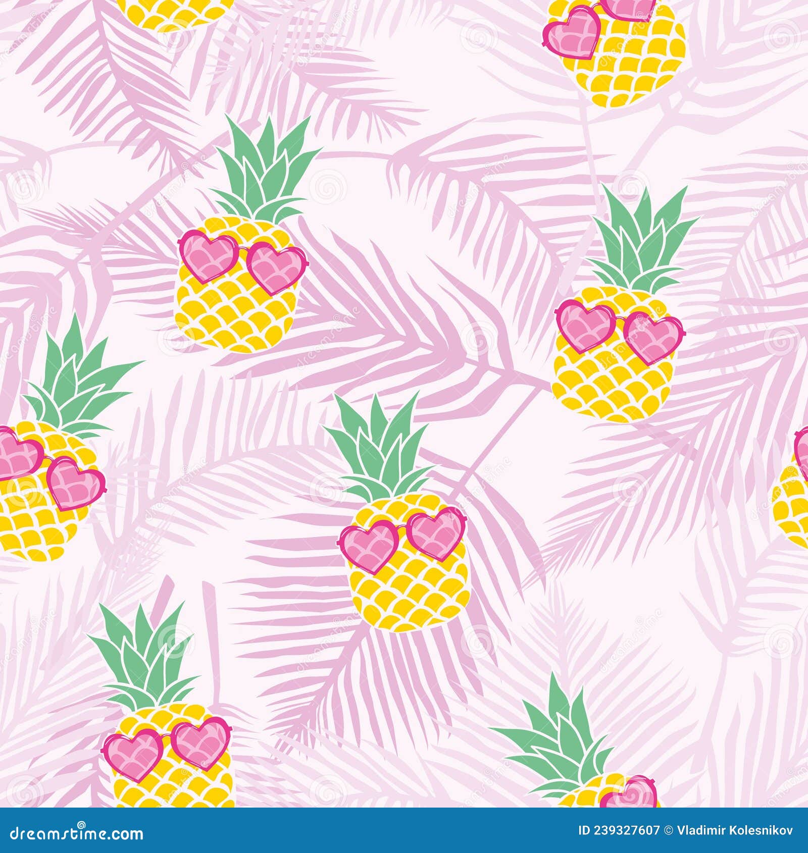Vector Seamless Pattern with Pineapples Stock Vector - Illustration of ...
