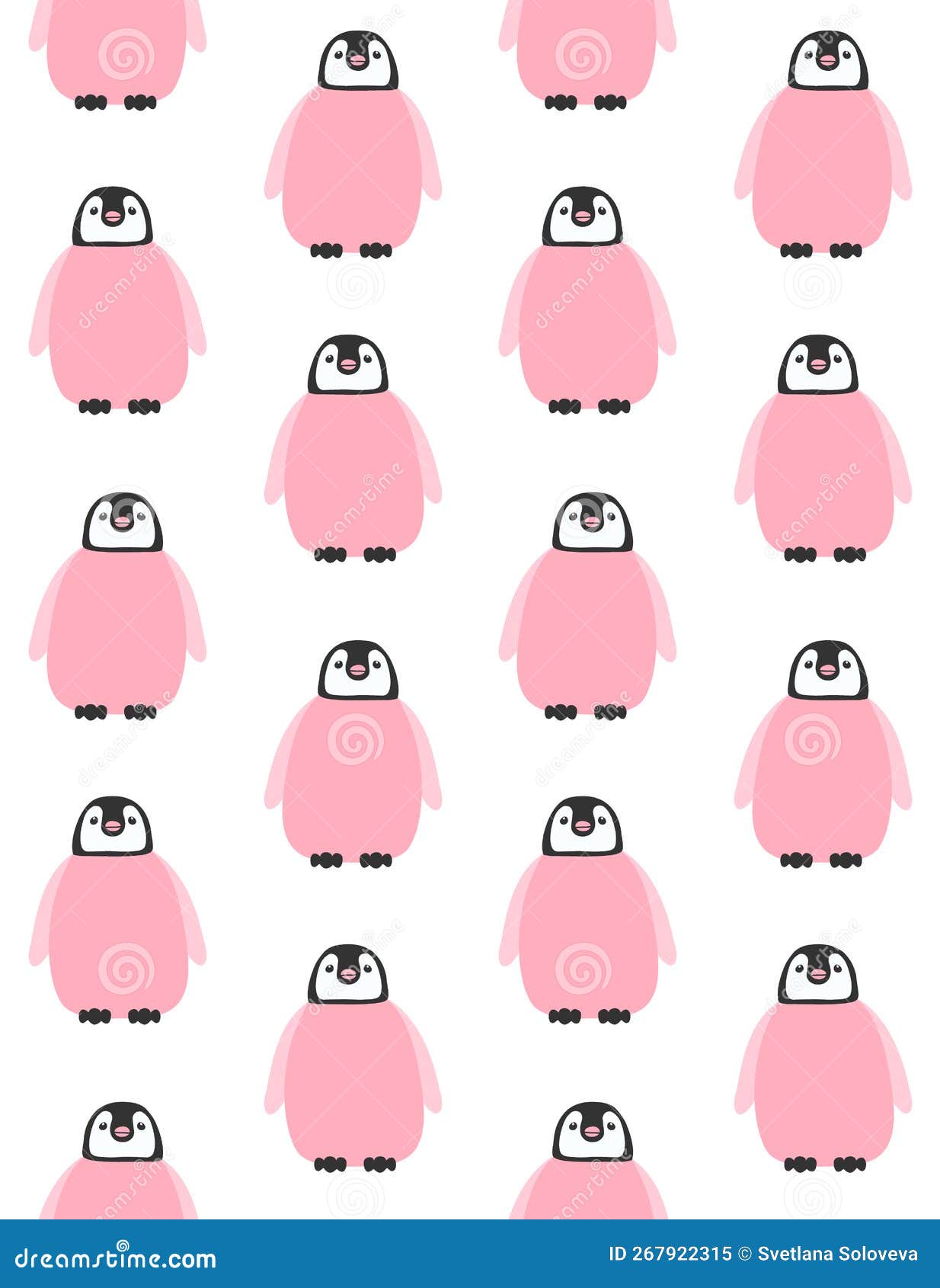Vector Seamless Pattern of Pink Baby Penguin Stock Vector ...