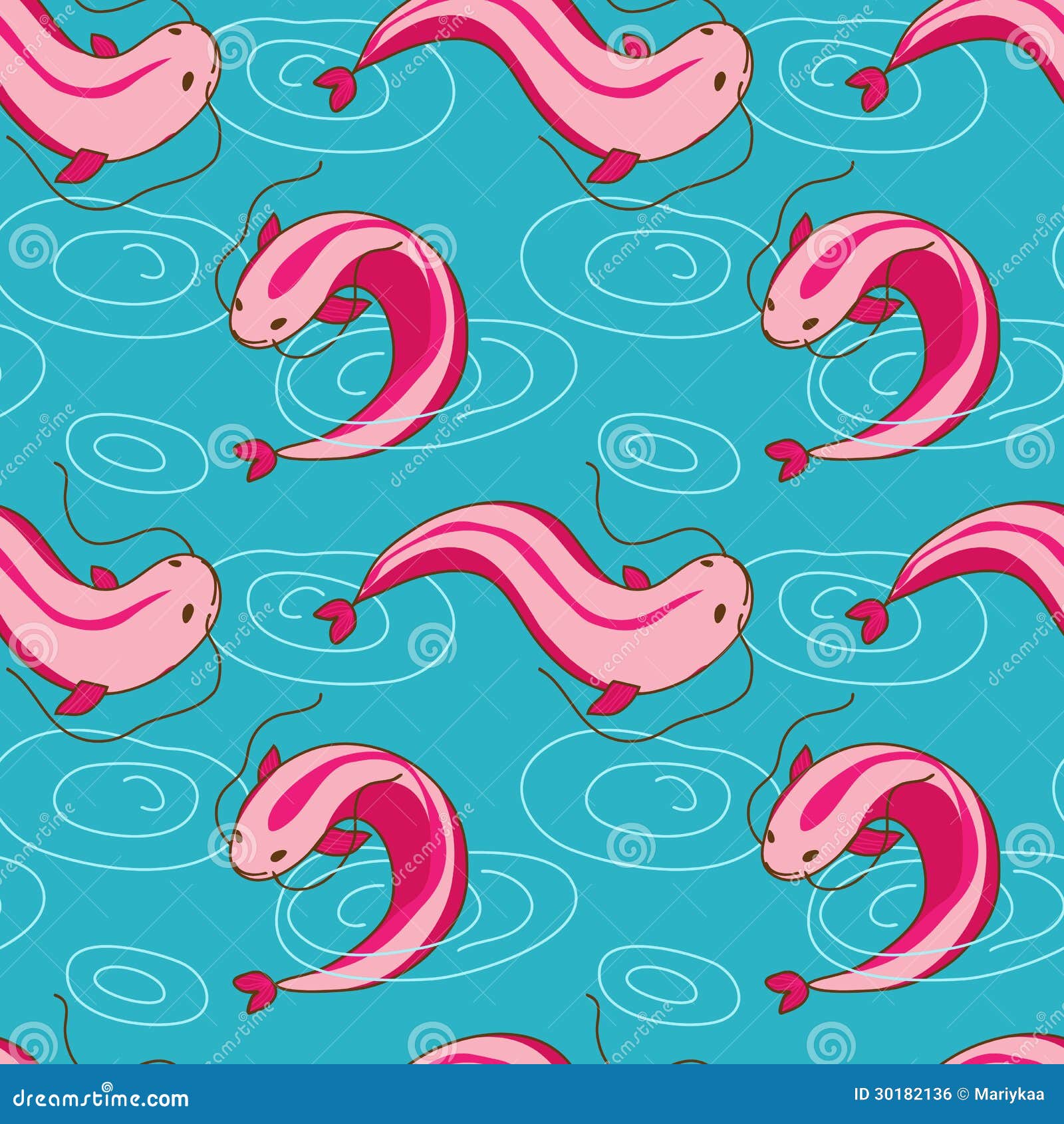 Seamless Pattern With Pink Fish Stock Vector - Illustration of aquatic ...