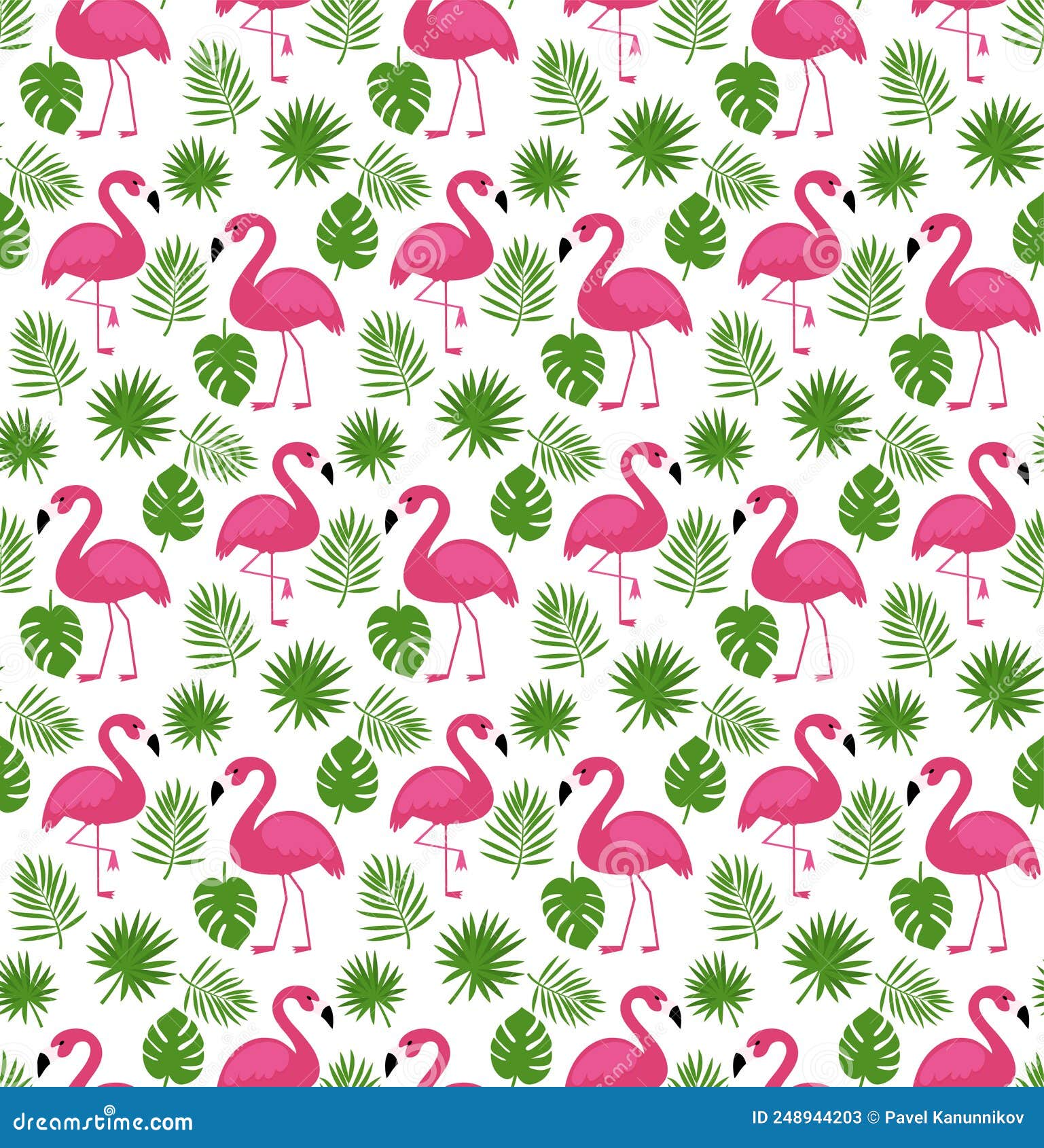 Vector Seamless Pattern with Pink Flamingos. Texture Design Stock ...