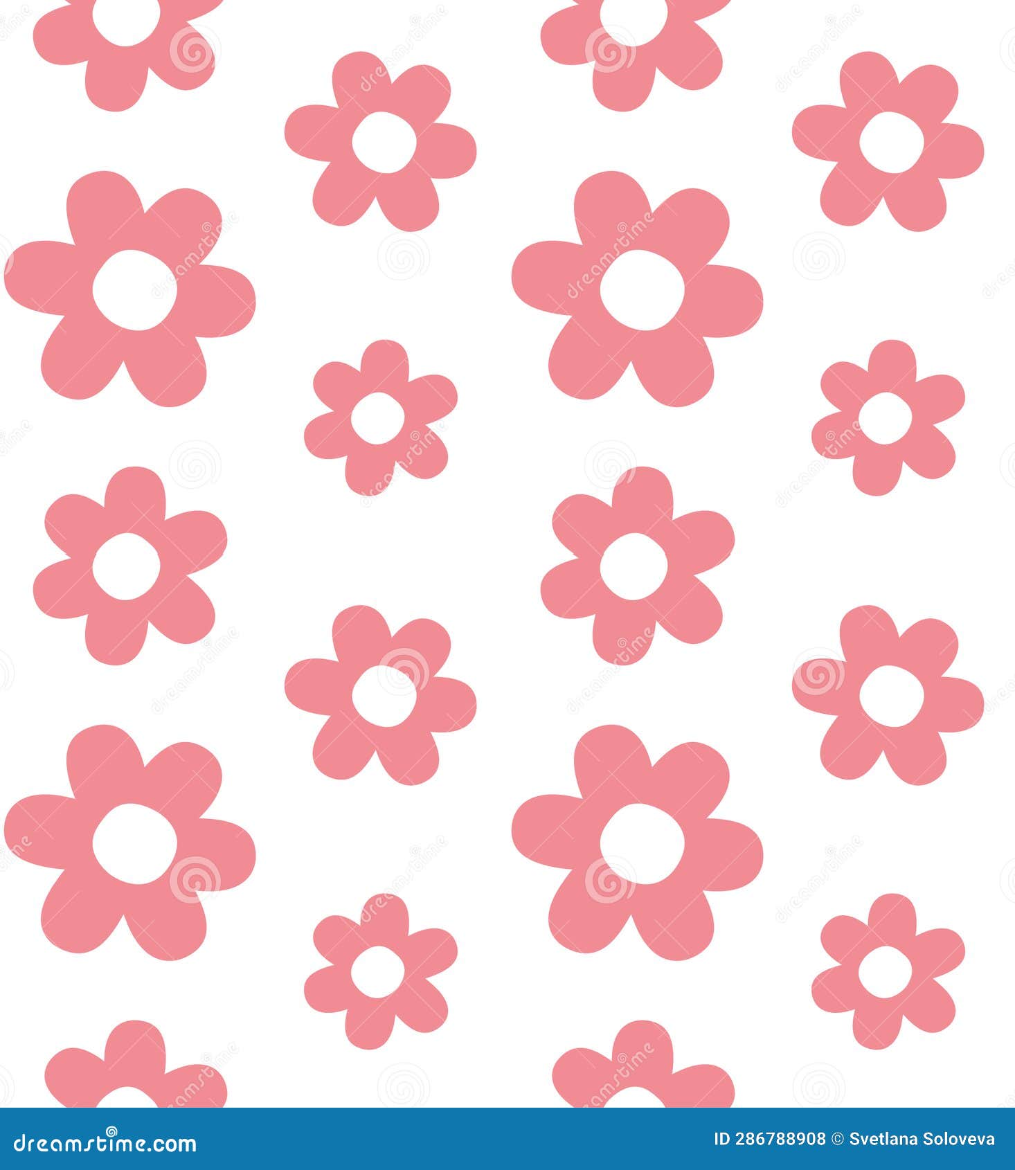 Vector Seamless Pattern of Pink Groovy Flower Stock Illustration ...