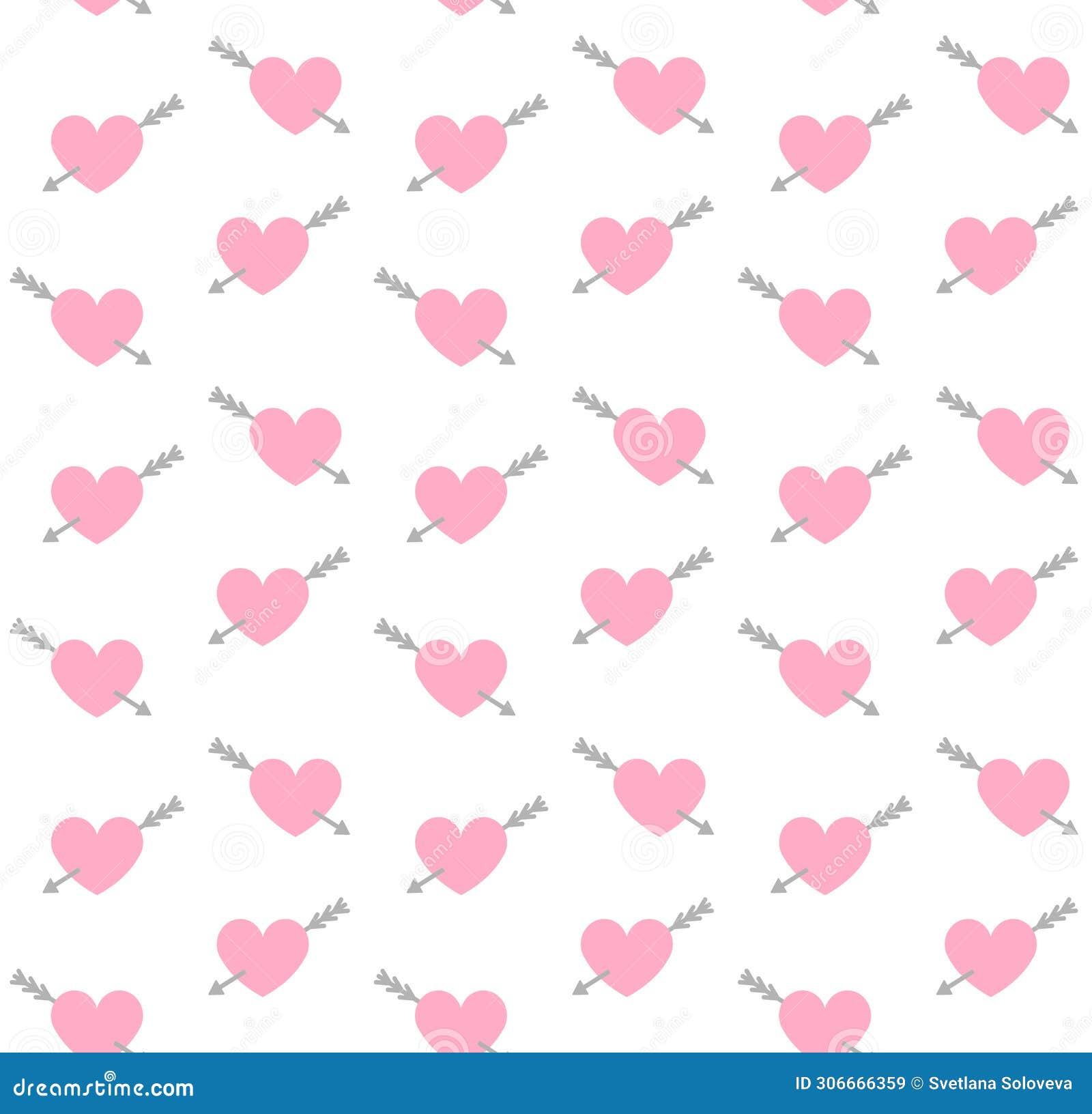 Vector Seamless Pattern of Pink Heart with Arrow Stock Vector ...