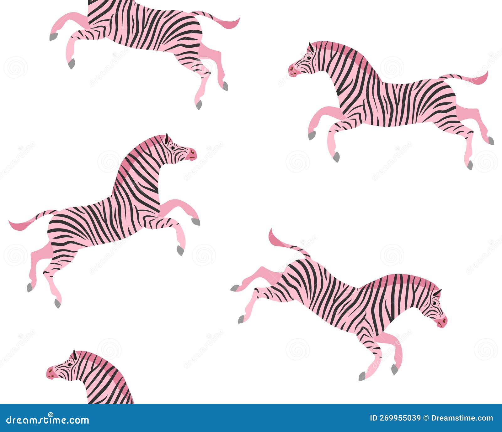 Vector Seamless Pattern of Pink Jumping Zebra Stock Vector ...