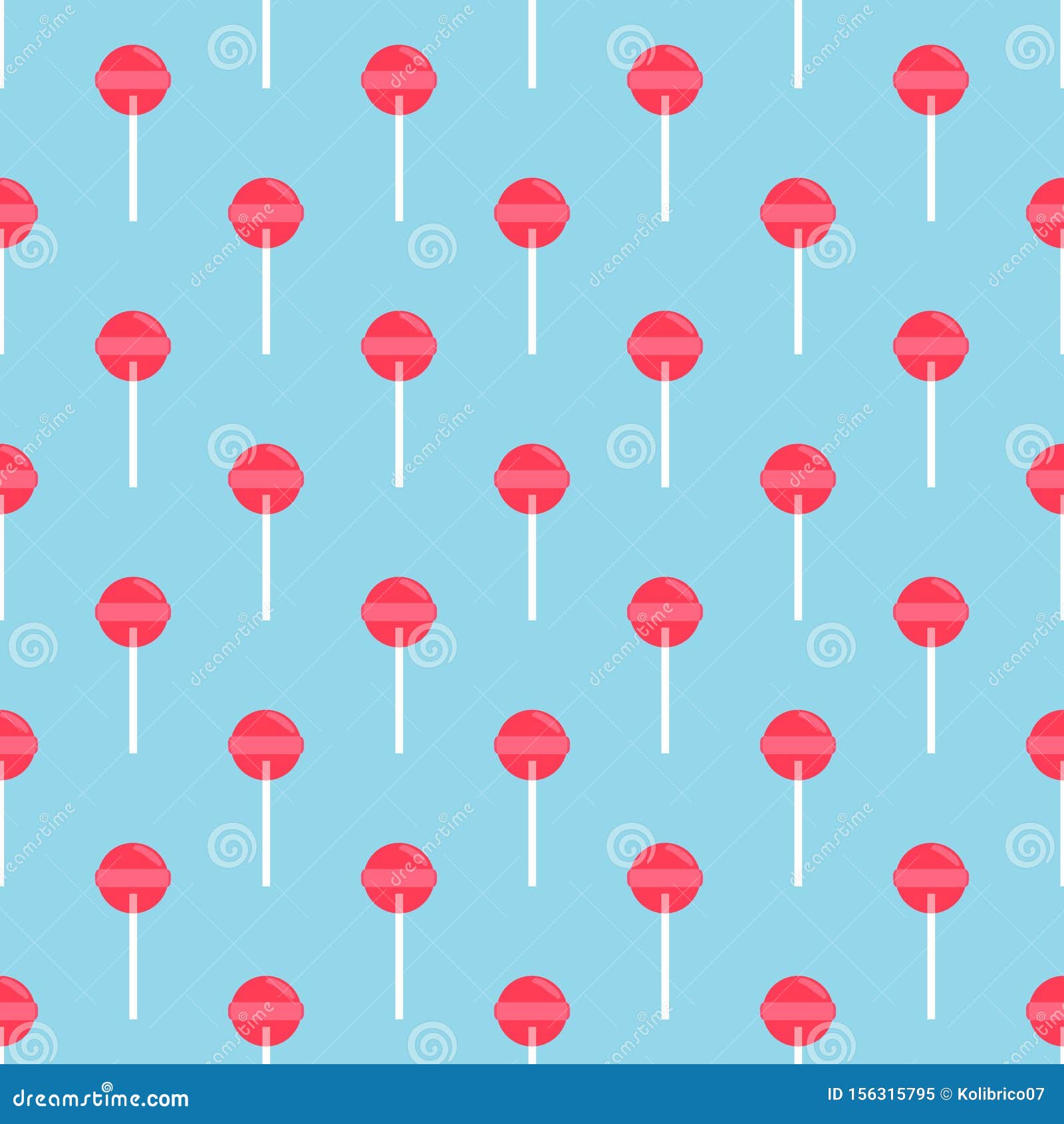 Vector Seamless Pattern of Pink Lollipops Stock Vector - Illustration ...