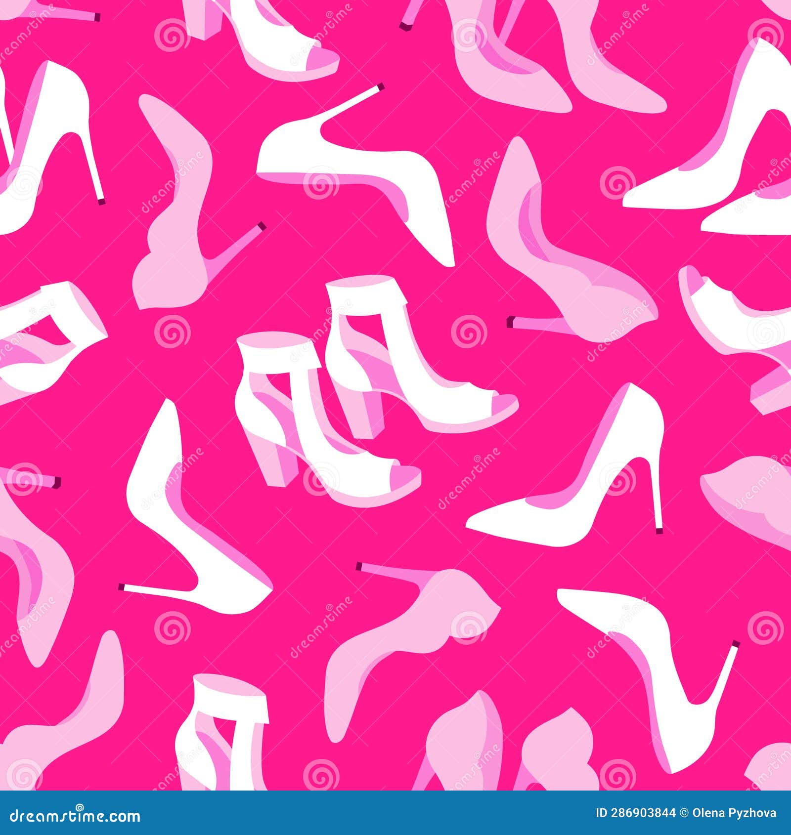 Vector Seamless Pattern with Pink and White Shoes Isolated on Magenta ...