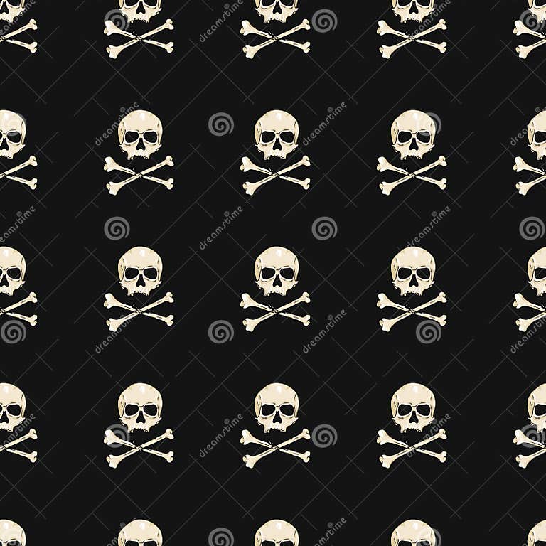 Vector Seamless Pattern of Pirate Skulls with Cross Bones Stock Vector ...