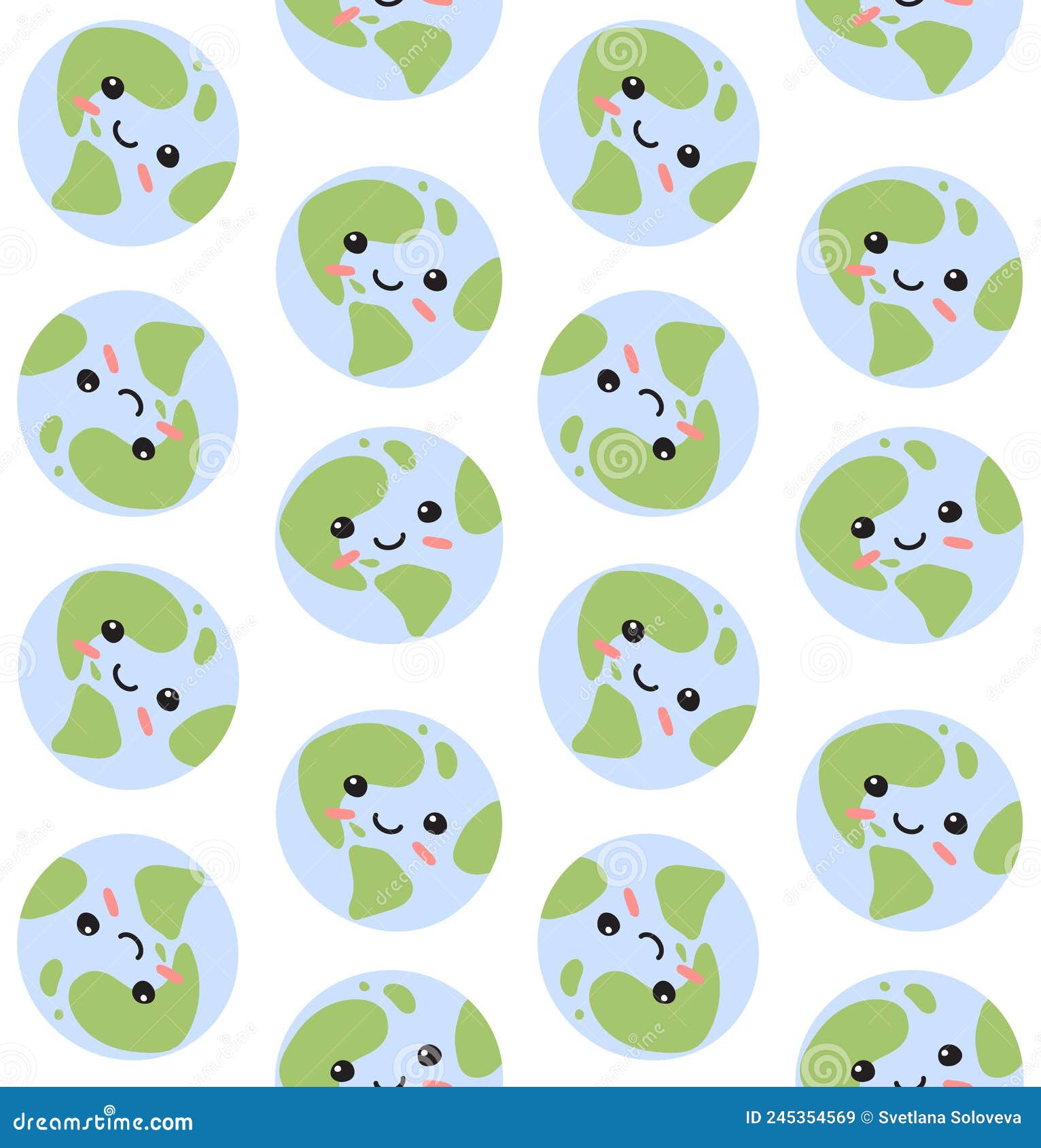 Vector Seamless Pattern of Planet Earth with Face Stock Vector ...