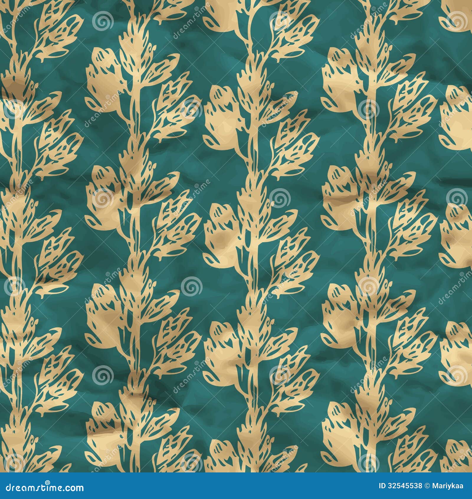 Vector Seamless Pattern with Plant, Craft Paper Stock Vector ...