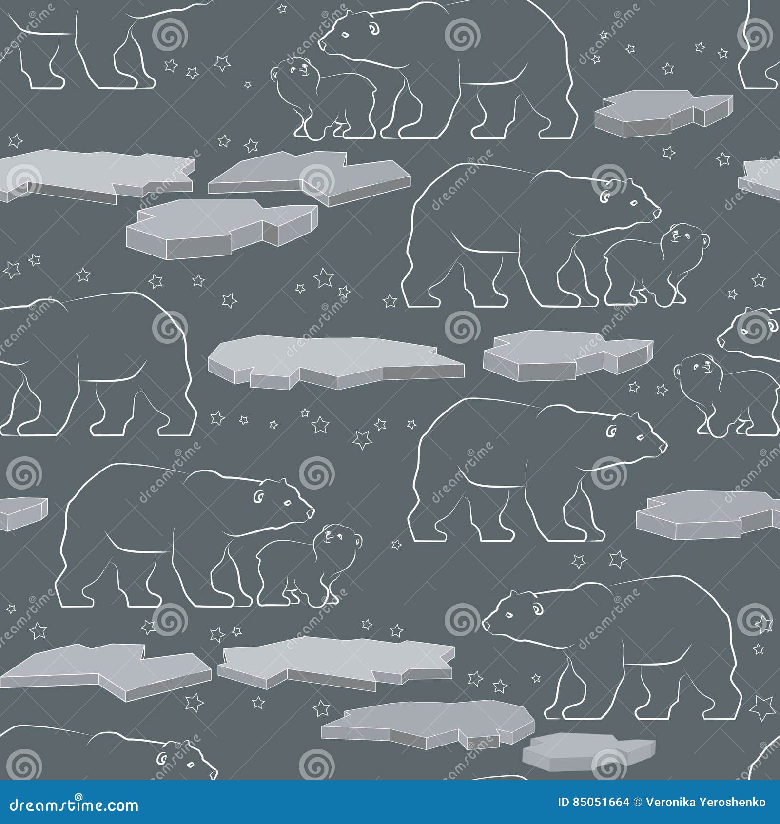 Vector Seamless Pattern with Polar Bear and Ice. Stock Vector ...
