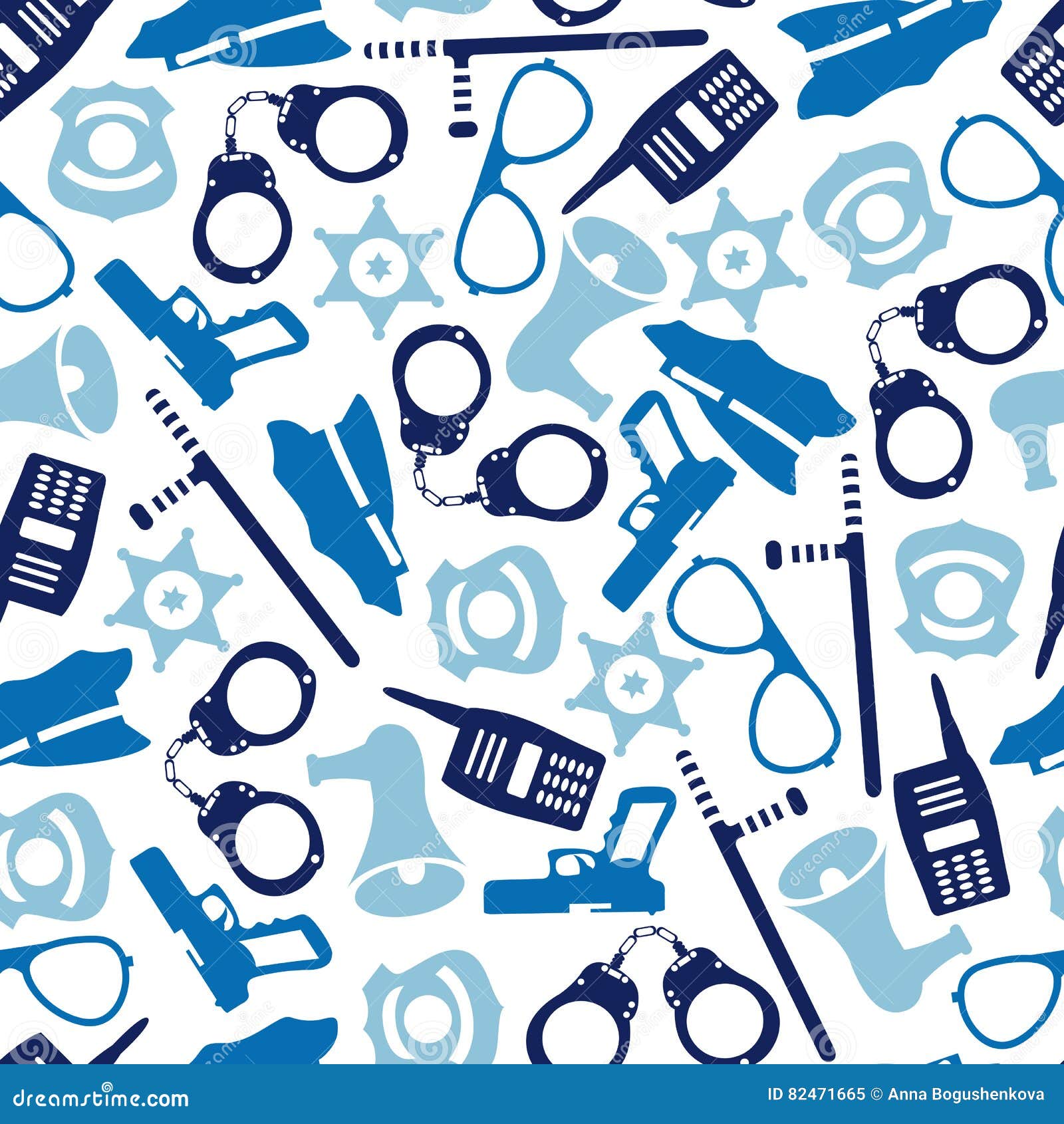 Vector Seamless Pattern of Police Equipment Illustration Stock ...