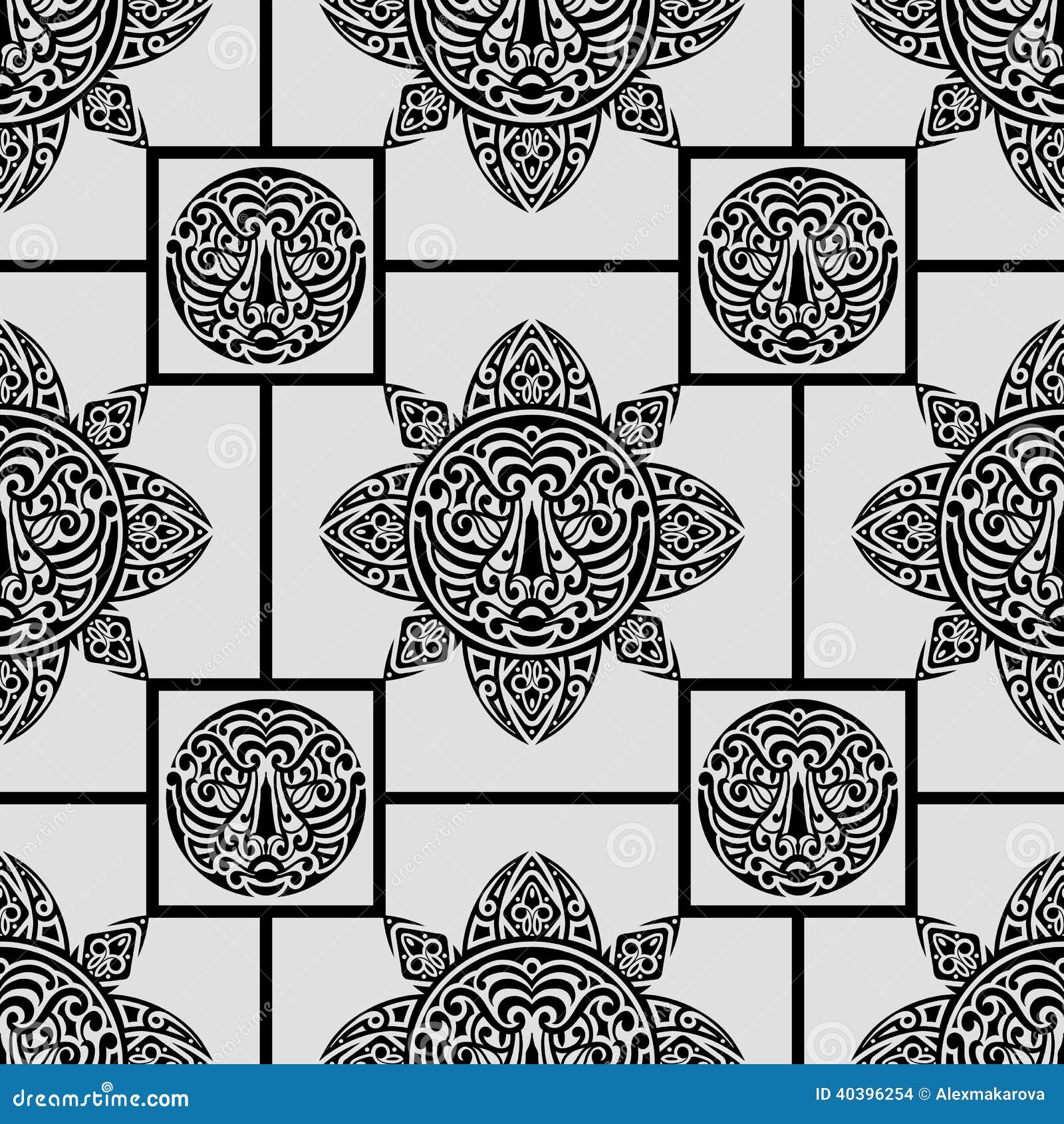 Vector Seamless Pattern with Polynesian Symbols Stock Vector ...