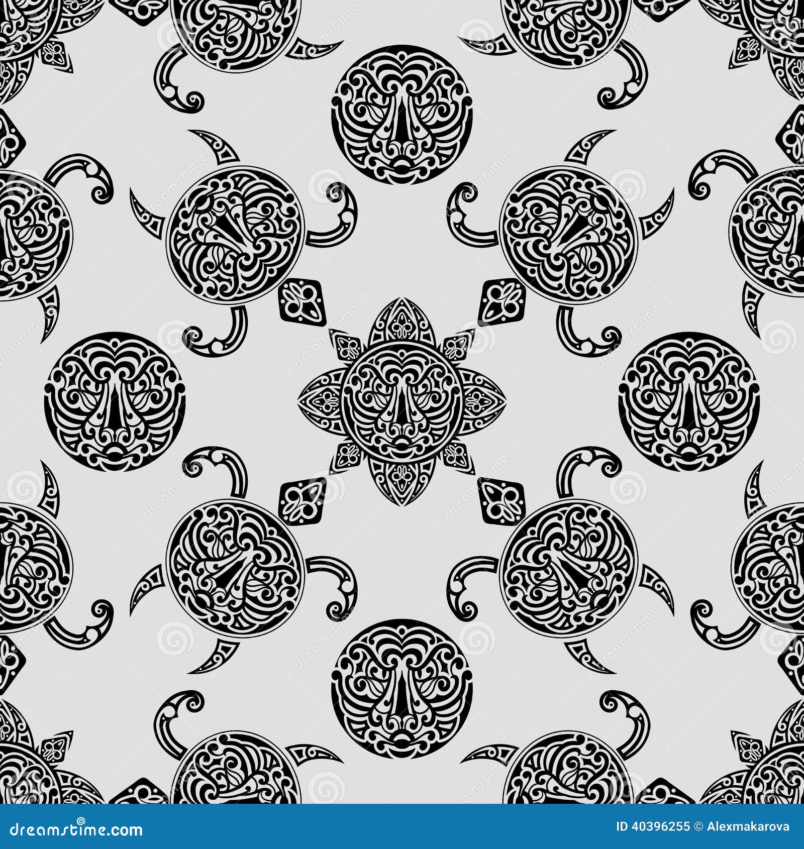 Vector Seamless Pattern with Polynesian Symbols Stock Vector ...