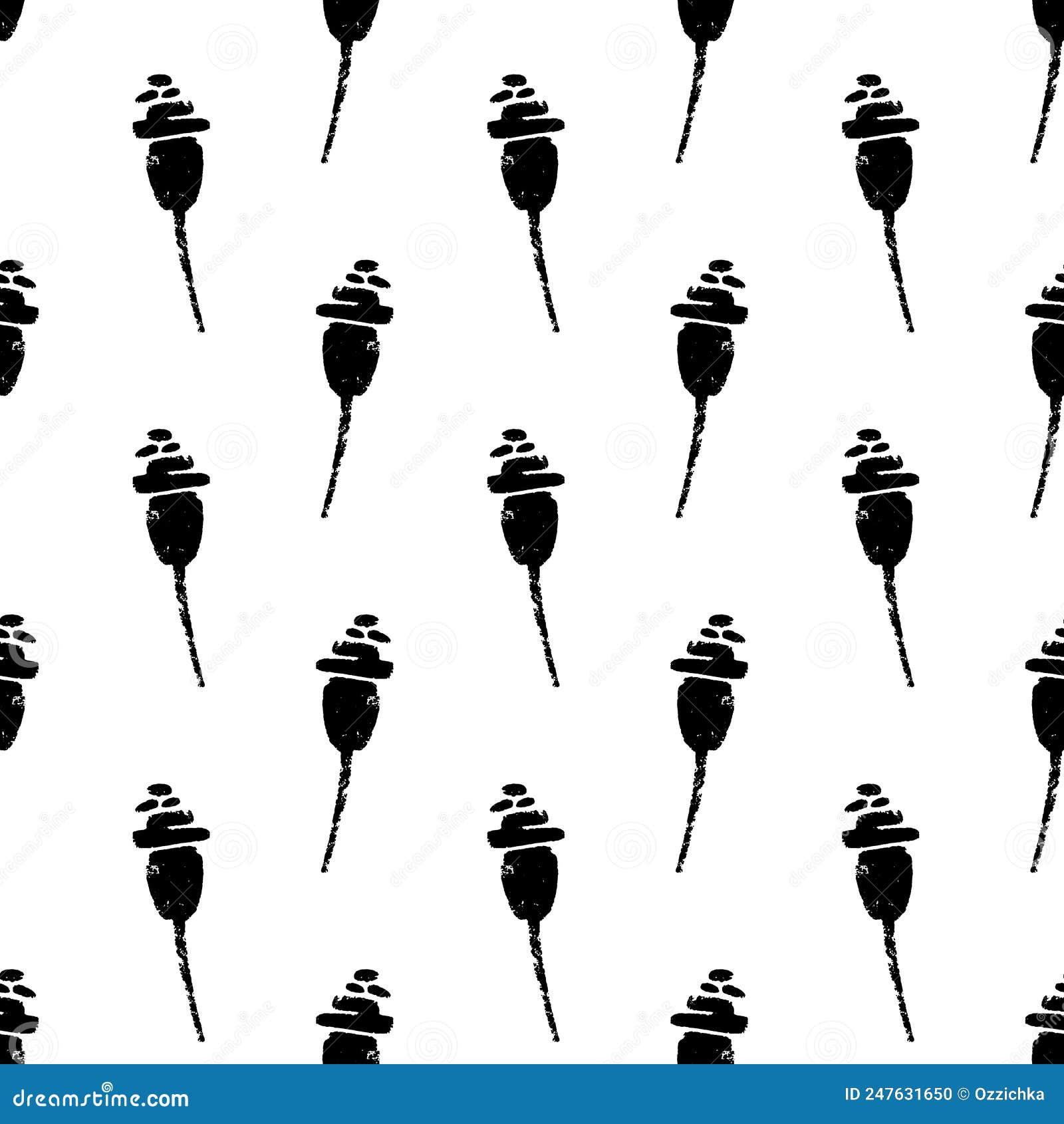 Vector Seamless Pattern with Poppy Seed Capsules. Monochrome Artistic ...