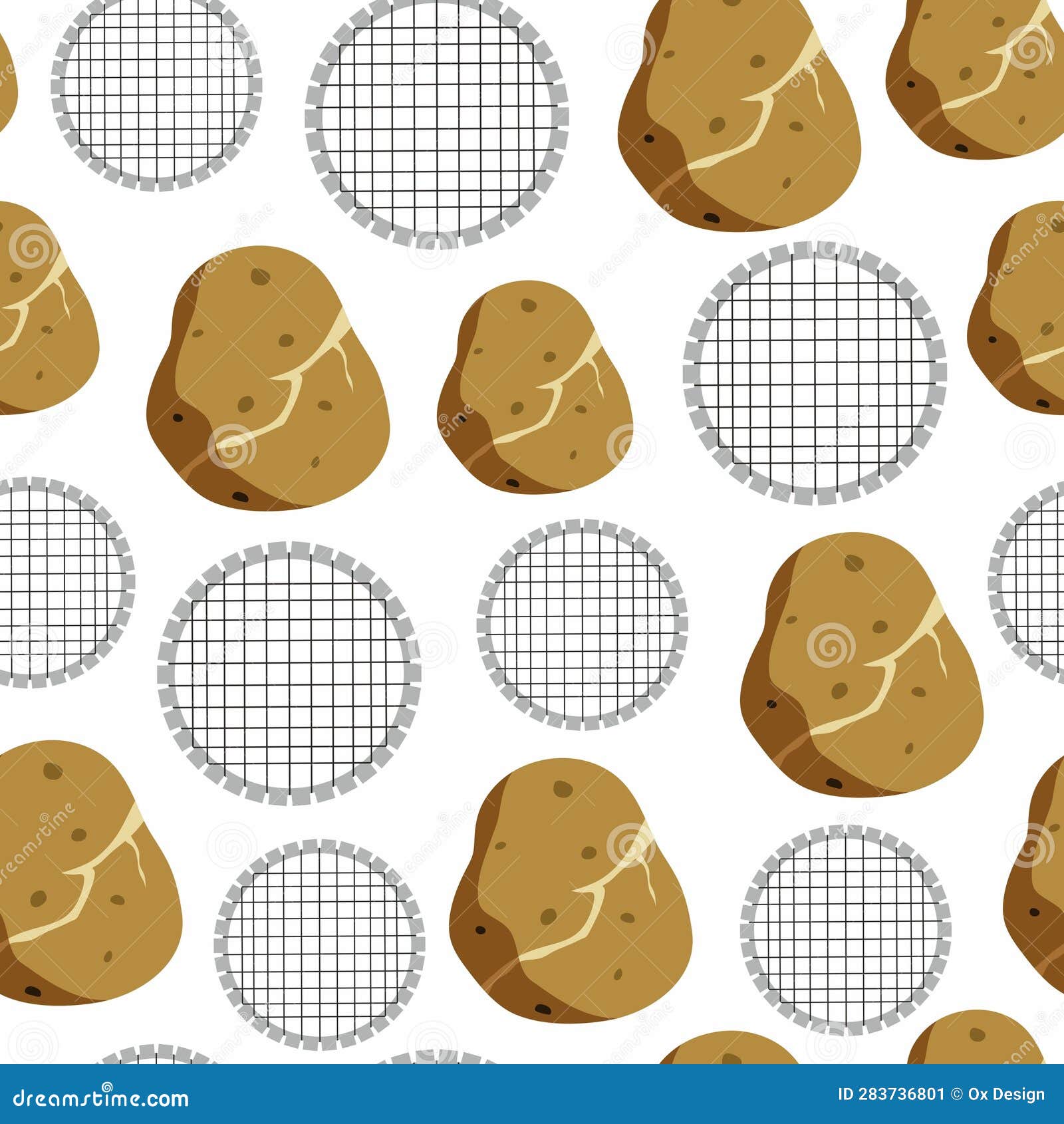 Vector Seamless Pattern of Potato and Cutter, Organic Agriculture in ...