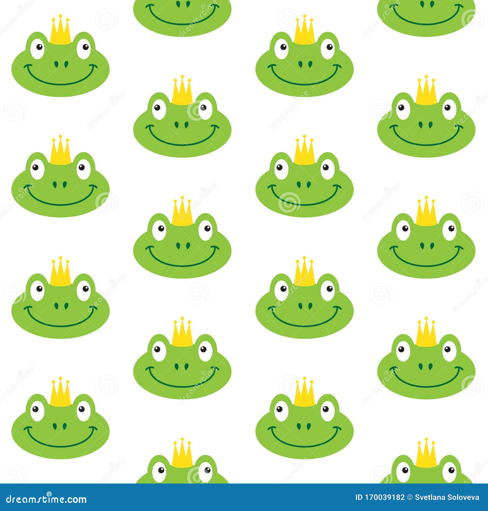 Vector Seamless Pattern of Princess Frog in Crown Stock Illustration ...