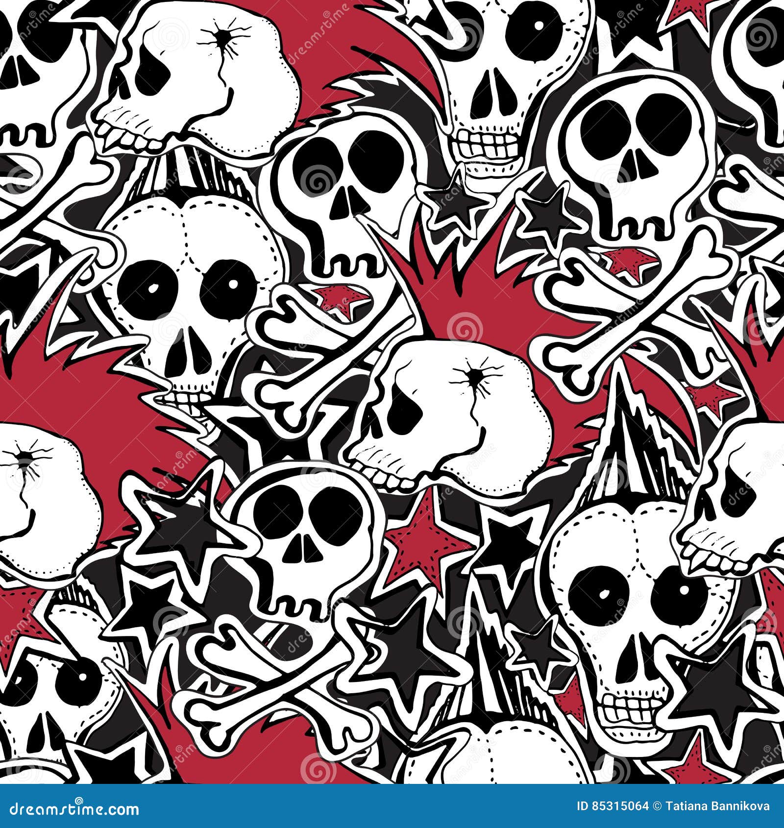 Vector Seamless Pattern. Punk Rock Abstract Background. Stock Vector ...