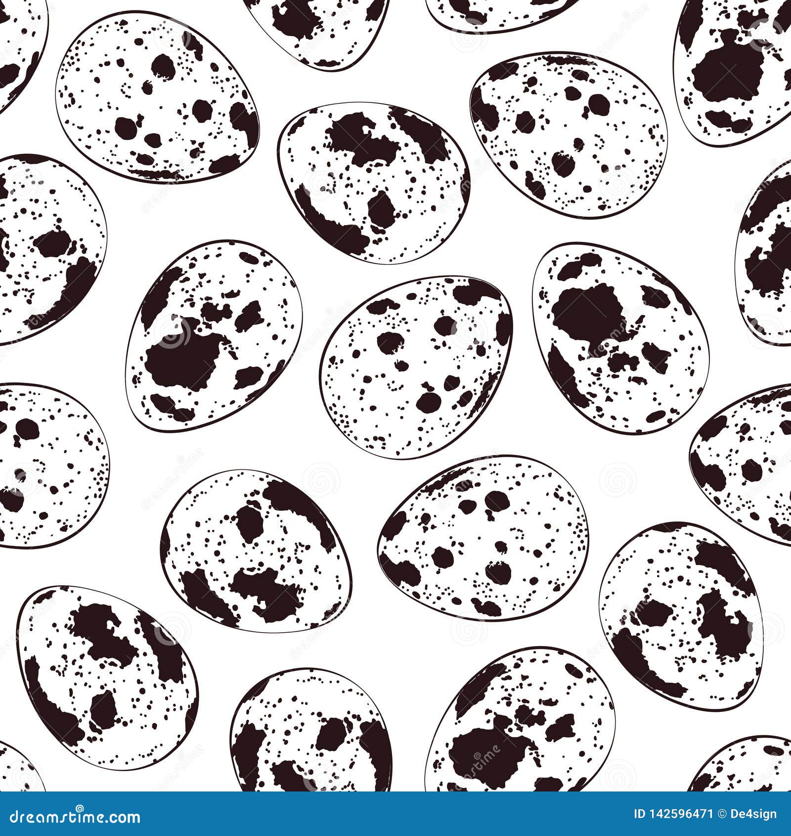 Quail Eggs On White Background Vector Seamless Pattern Stock Vector