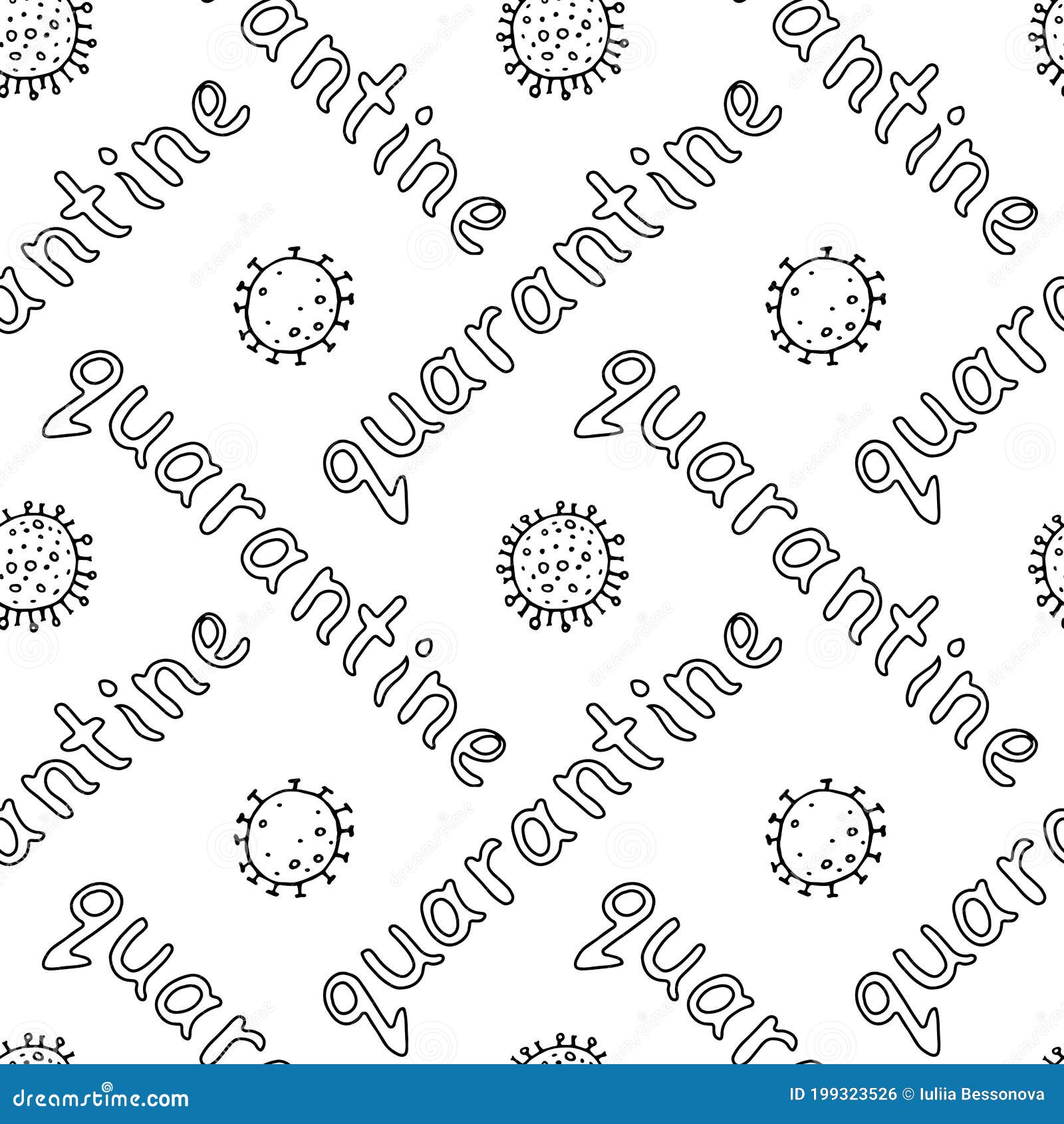 Vector Seamless Pattern with the Quarantine Logo - Inscription and Icon ...