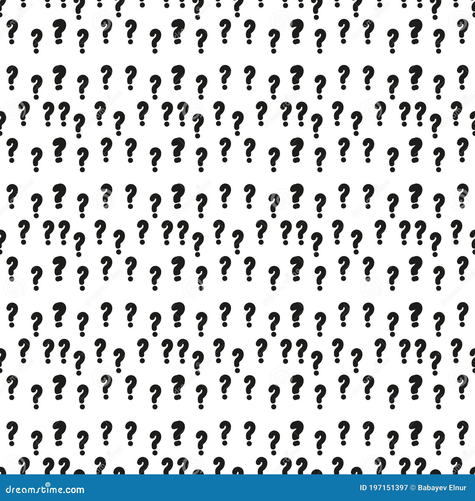 Vector Seamless Pattern with Question Marks. Monochrome Hipster ...